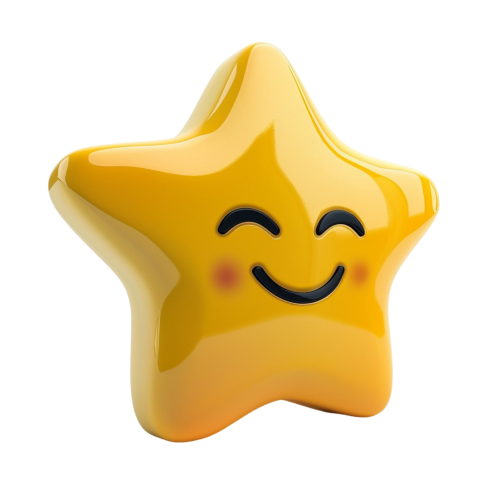 Yellow Star with Smiley Face Emoji AI-Generative 48778696 PNG
