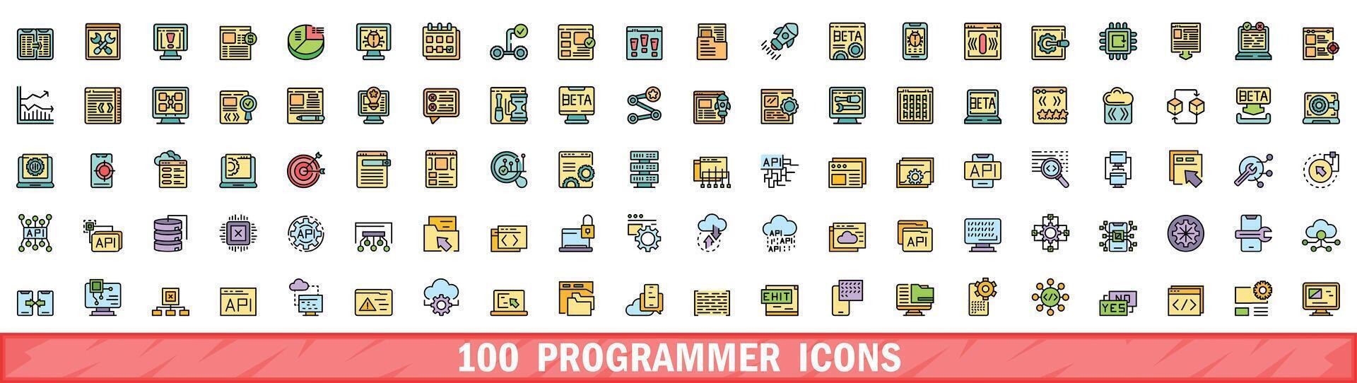 100 programmer icons set, color line style 48779317 Vector Art at Vecteezy