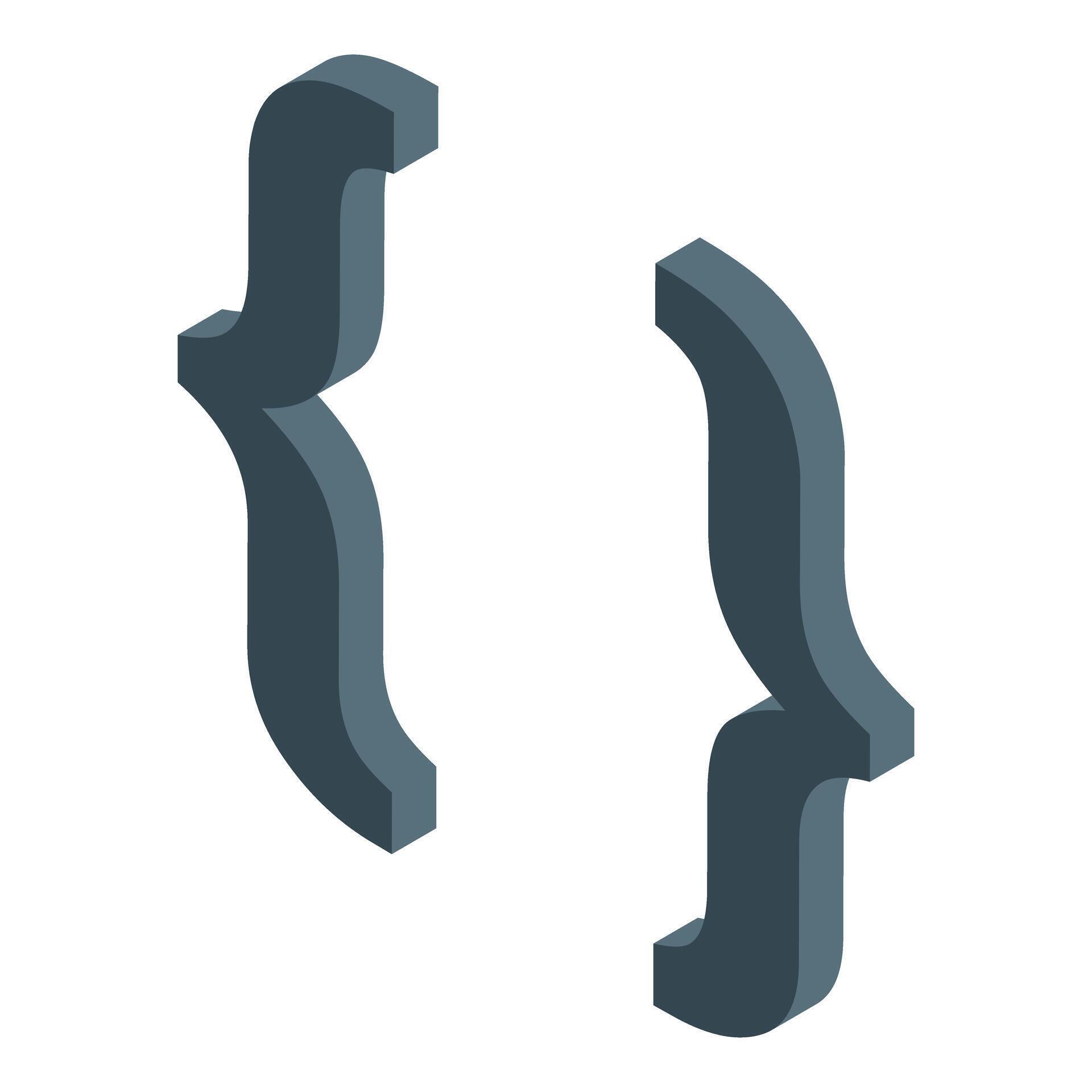 Dark Grey Curly Brackets Isometric Symbol Representing Programming Code 48779950 Vector Art At