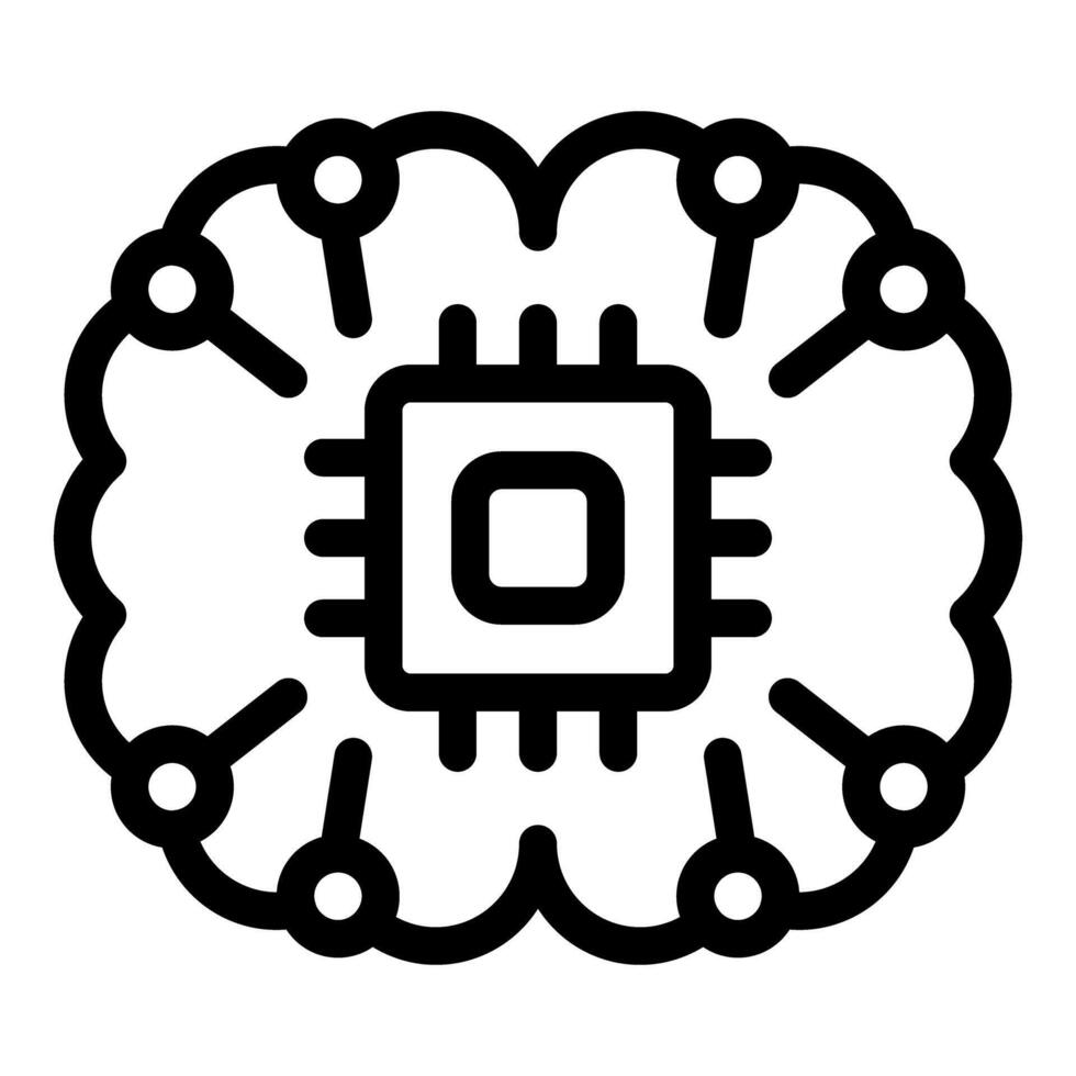 Artificial intelligence icon showing cpu processing inside brain ...