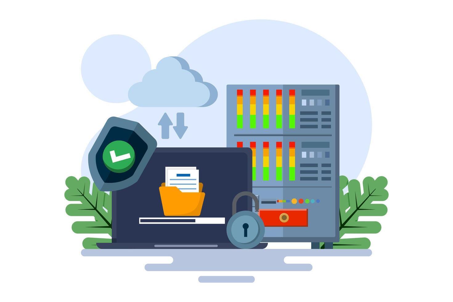 Mobile App Concept Of Cloud Storage Data Backup File Sharing And Online Storage With Secure