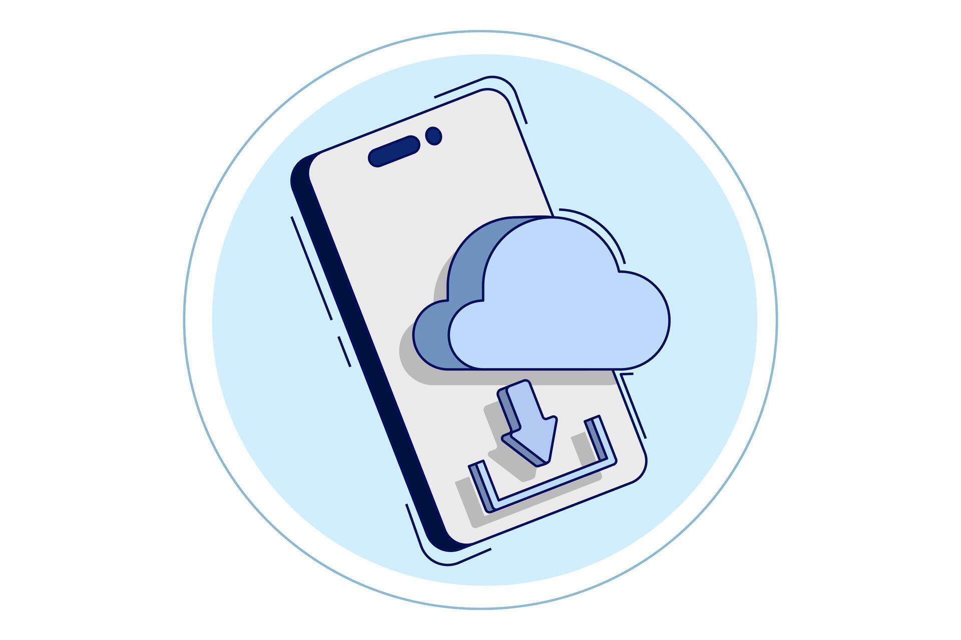 Mobile App Concept Of Cloud Storage Data Backup File Sharing And Online Storage With Secure