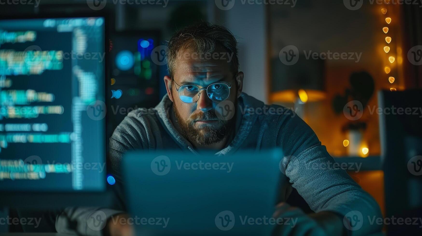 Focused Programmer Working Late into the Night 48787416 Stock Photo at ... Focused Programmer Working Late into the Night 48787416 Stock Photo at ...