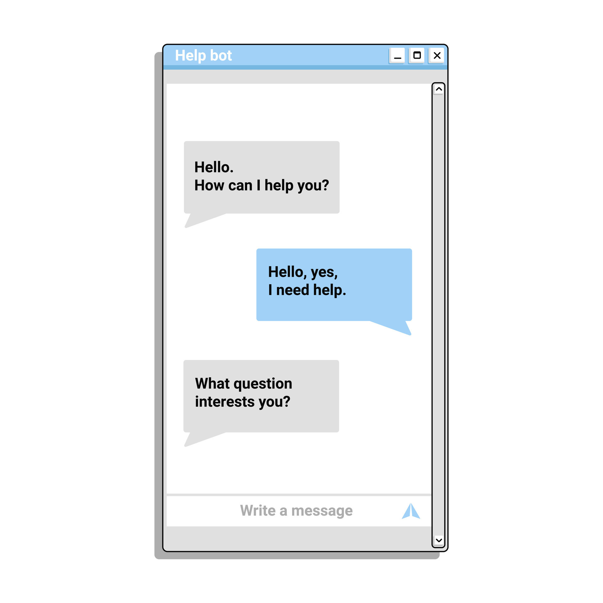 Chat Bot Application In Blue Color Window For Phone Mobile Bot