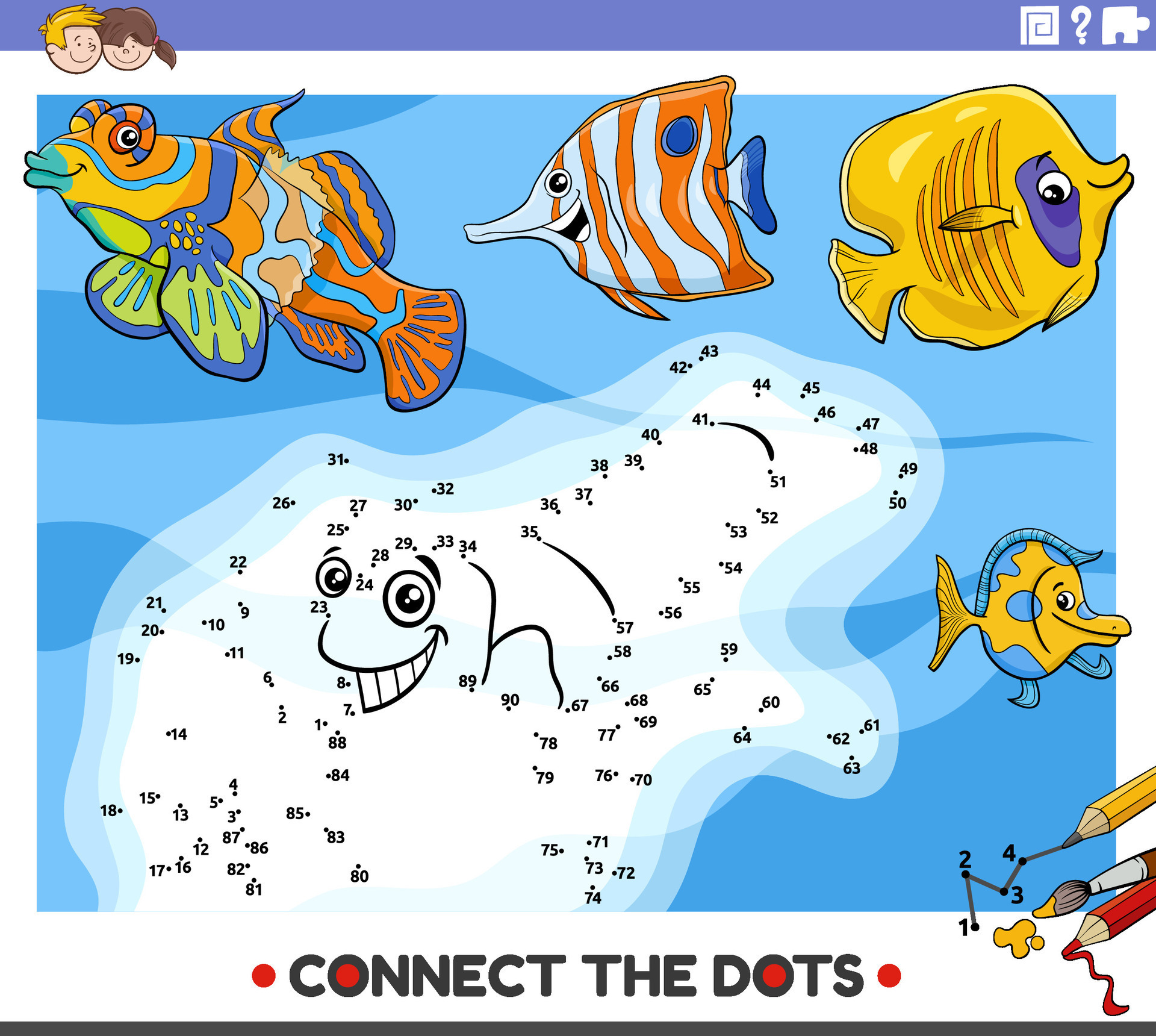 connect the dots activity with cartoon sea animal character 48790856 ...