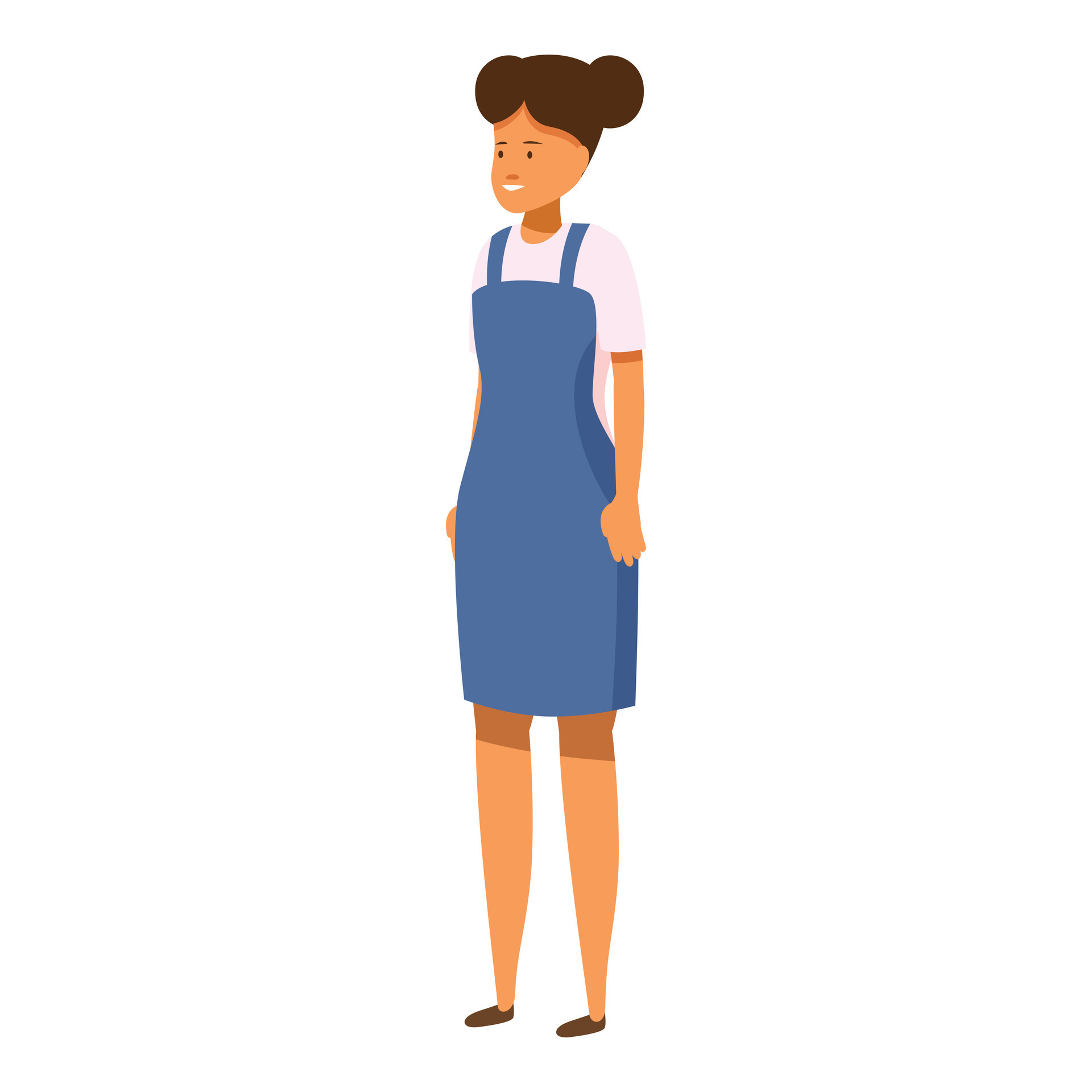 Young Woman Wearing Apron Smiling Standing Pose 48794925 Vector Art At Vecteezy