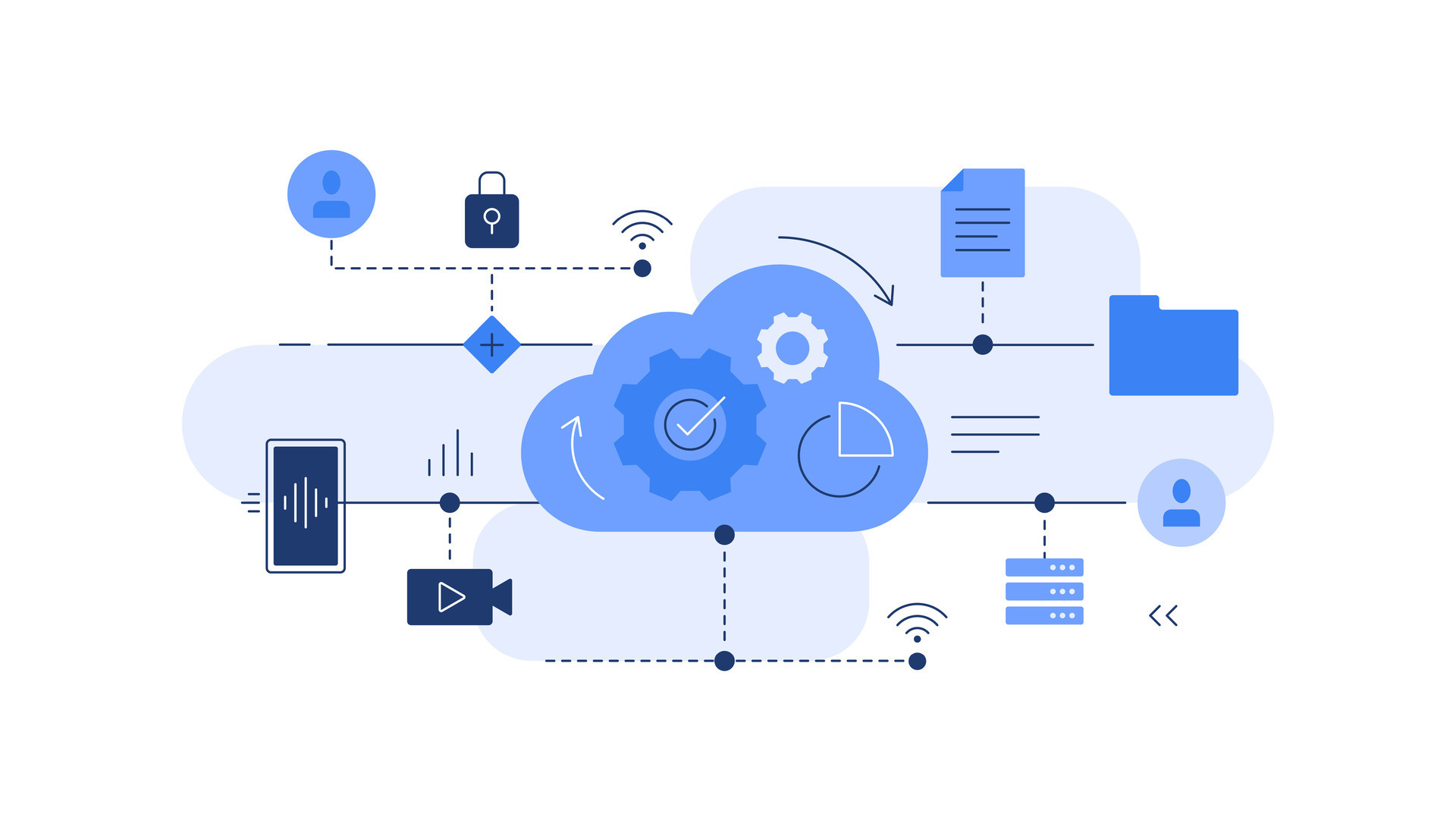 Cloud computing concept,cloud server,device data exchange and file synchronization concept ...