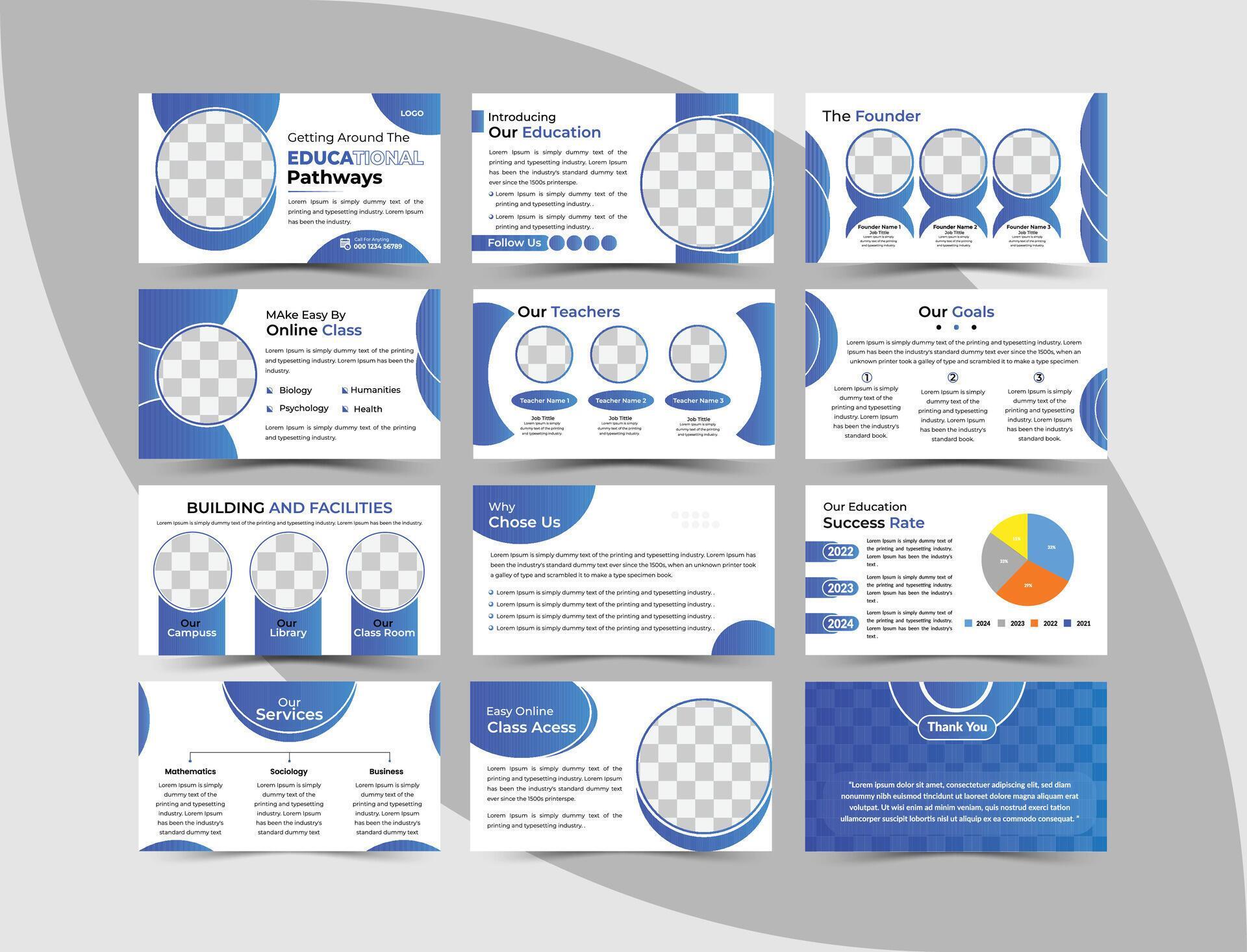 Education minimal and modern slides presentation template. School or ...