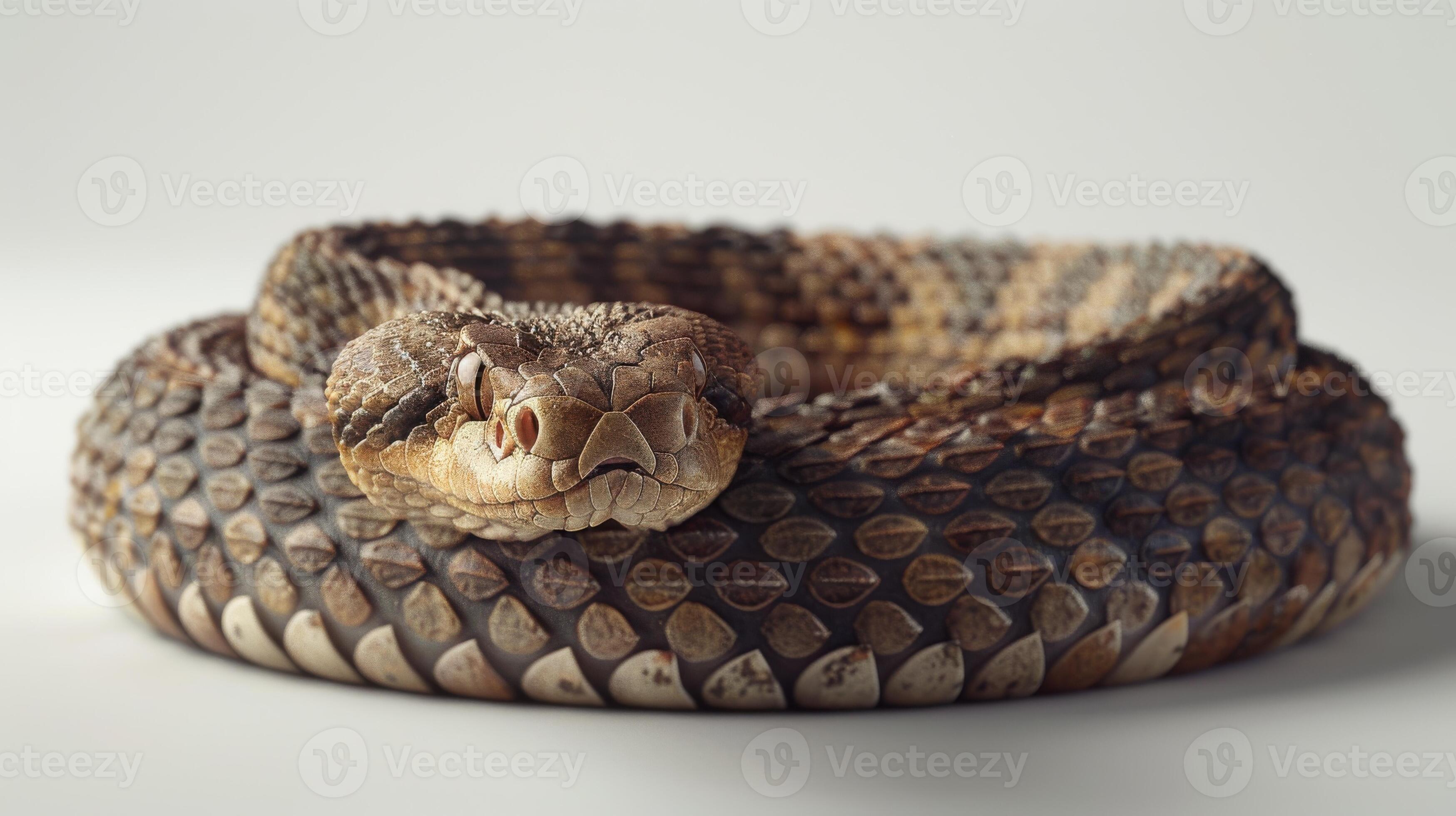 Close-Up of a Coiled Snake in a Natural Habitat During Bright Daylight ...