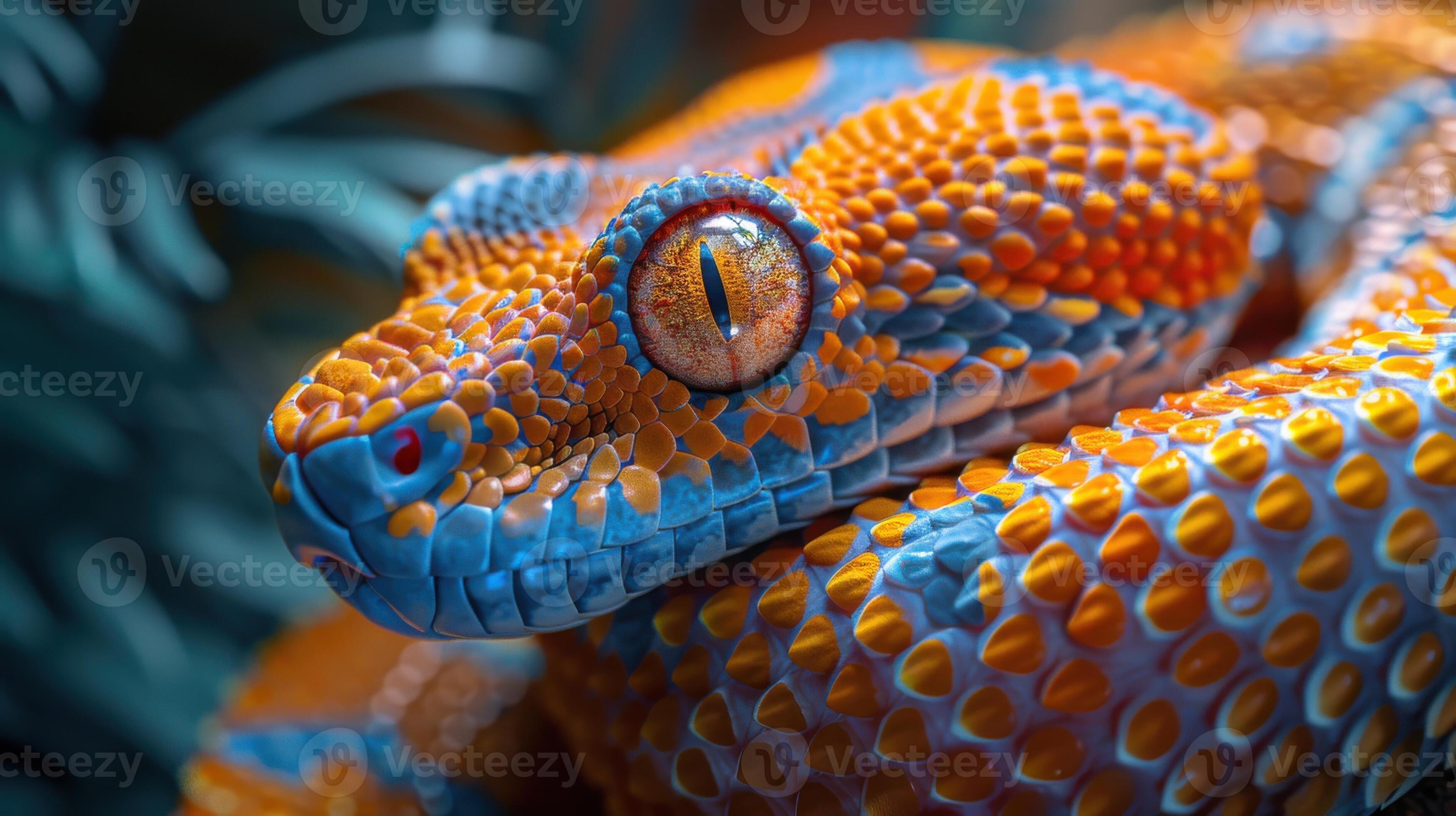 Brightly Colored Snake Displaying Intricate Patterns Against White ...