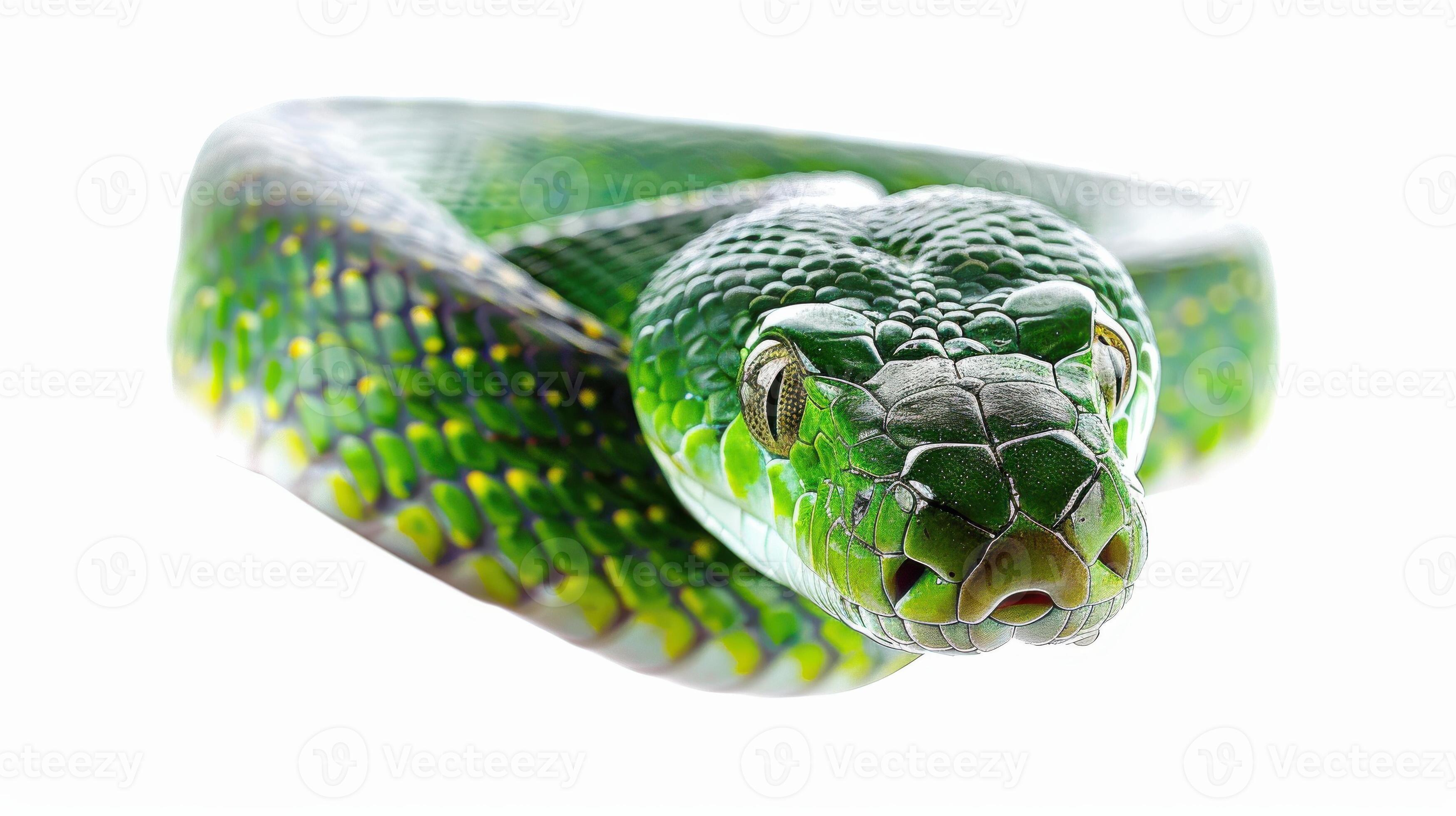 Green Tree Python Resting on White Surface in Natural Habitat Under ...