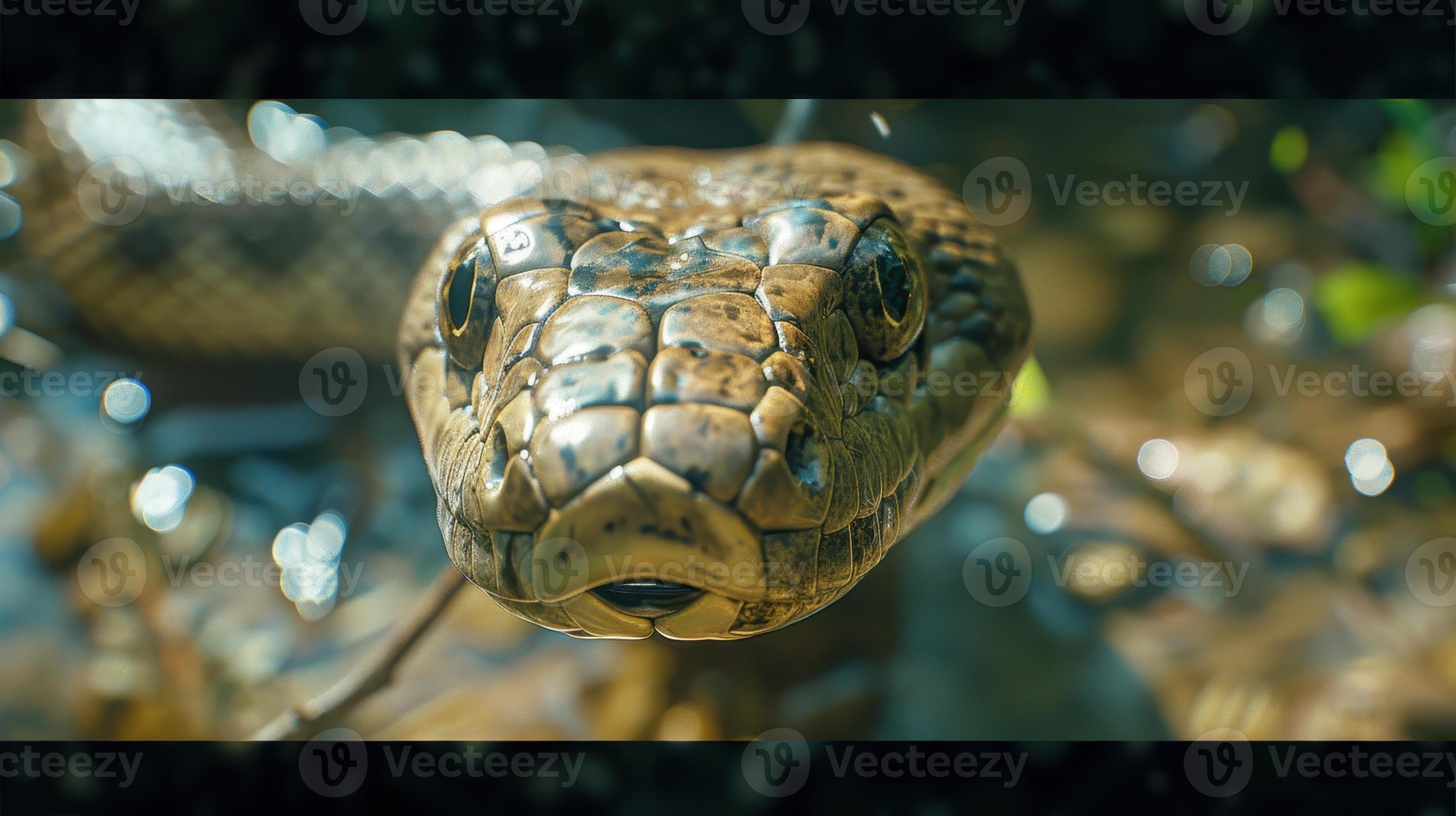 A Close-Up Encounter With a Majestic Snake in a Lush Forest During ...