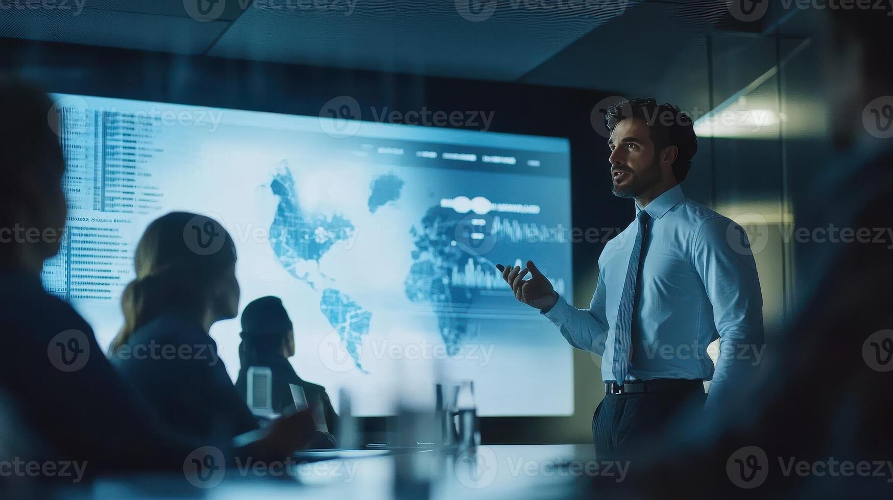 A presenter captivates the audience with data insights in a ...