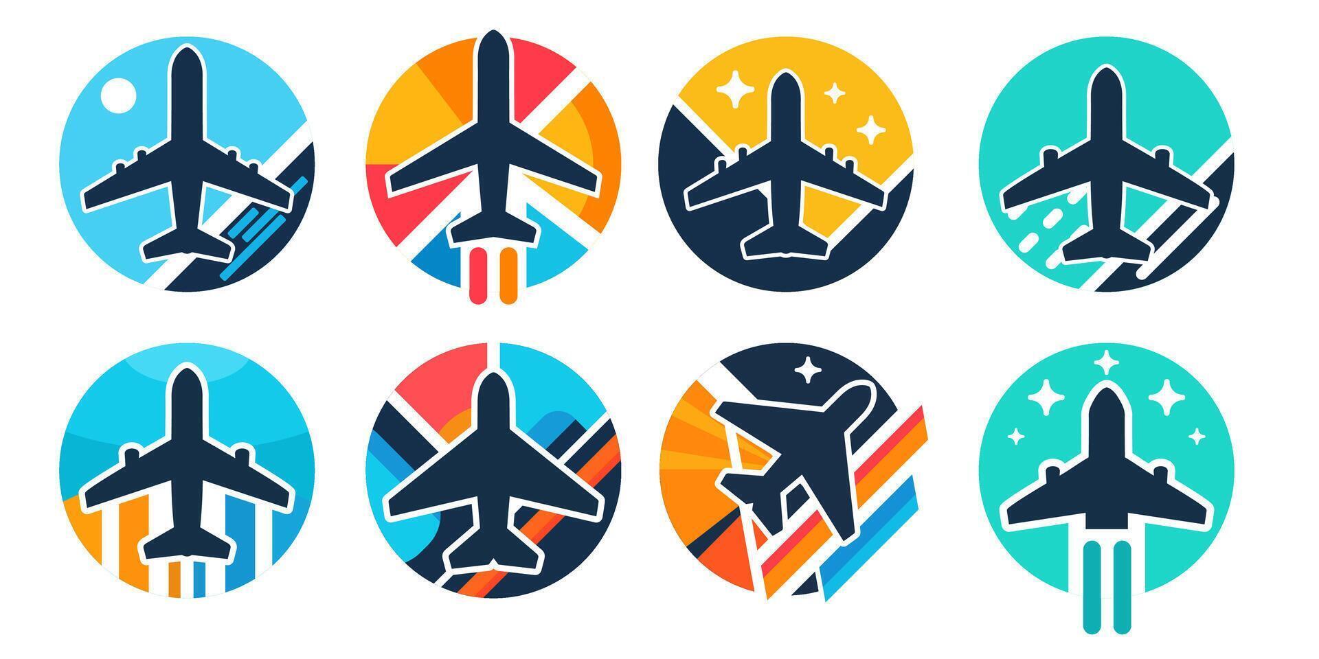 Colourful aircraft logo badge design set 48830154 Vector Art at Vecteezy Colourful aircraft logo badge design set 48830154 Vector Art at Vecteezy