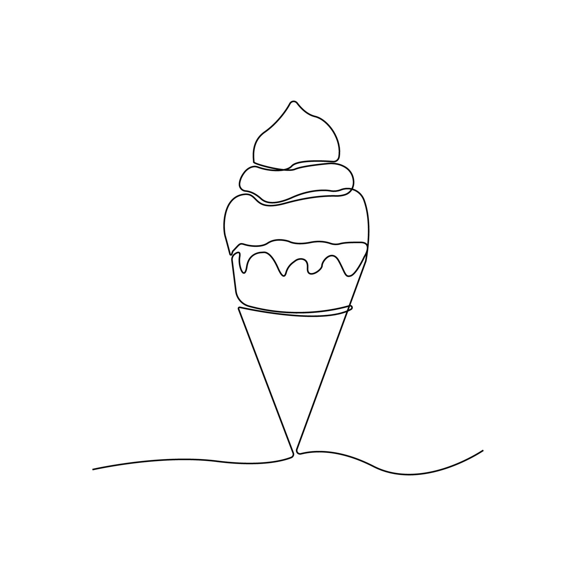 Hand-drawn continuous linear drawing of ice-cream isolated on white background. 48844918 Vector ...