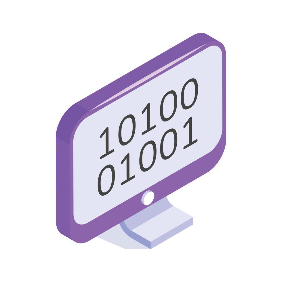Monitor icon displaying binary code, representing digital data and programming concepts 48845799 ...