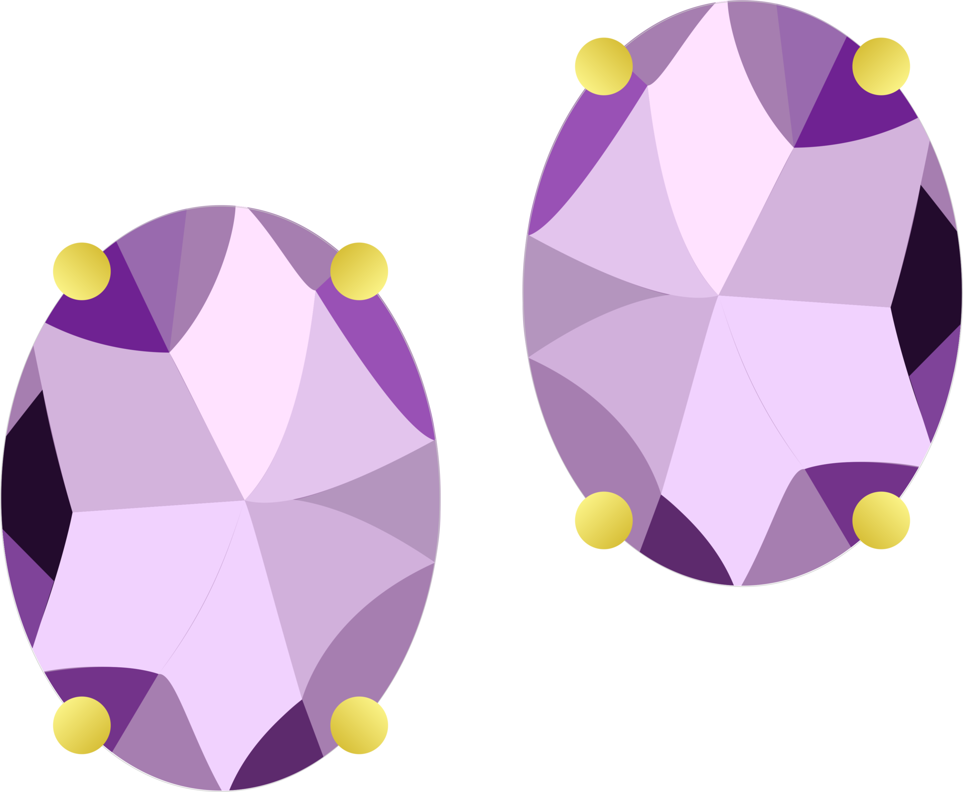 Purple gemstone oval shape gold earring 48847366 PNG