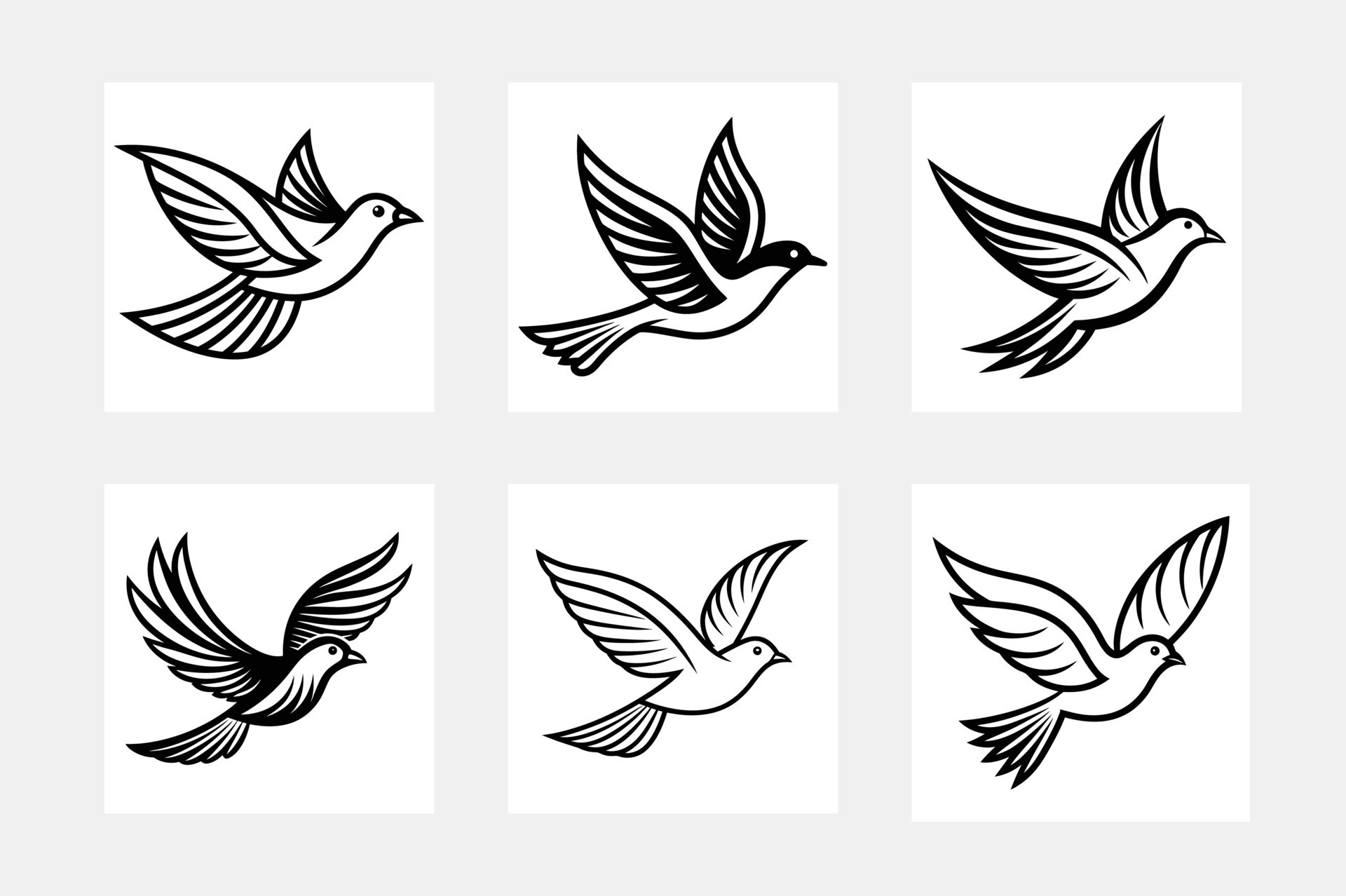Stunning Flying Dove Silhouette White Background Artwork Set Images 48856570 Vector Art At Vecteezy