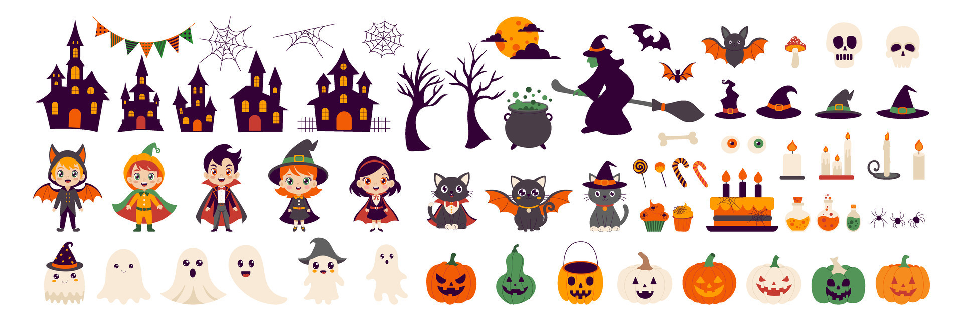 Víspera de Todos los Santos temática caracteres y objetos. el imagen es ...