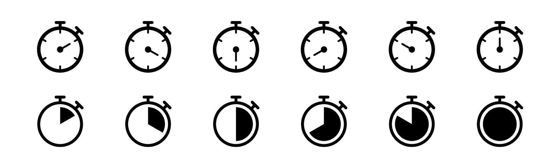 Stopwatch Icon Set Line And Glyph Stopwatch Timer Countdown Timer