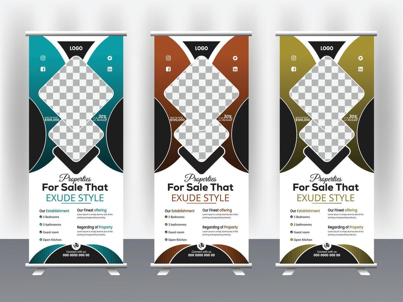 Innovative Real estate Roll up banner with shapes Set of Real estate ... Innovative Real estate Roll up banner with shapes Set of Real estate ...