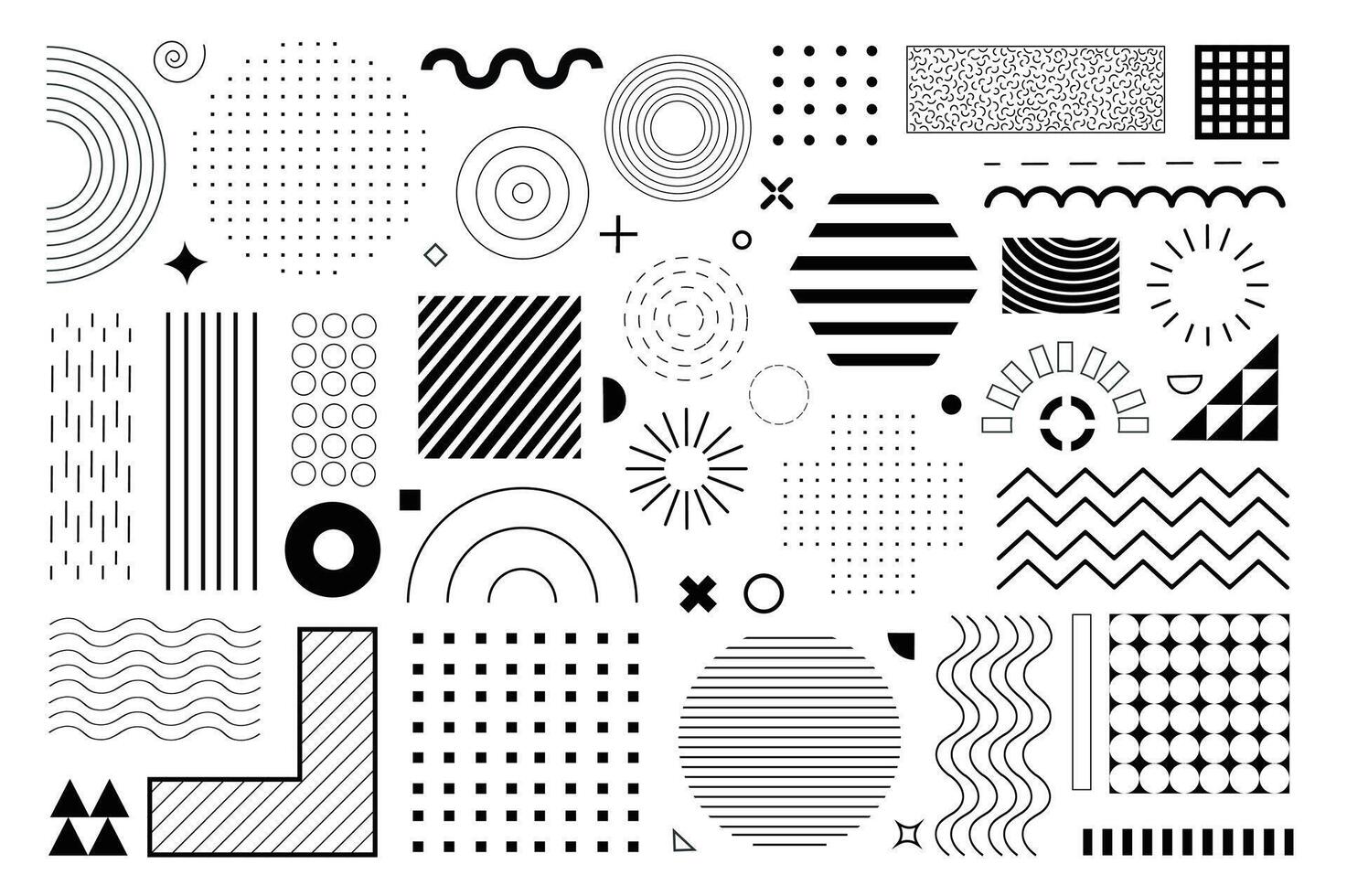 Geometric shapes mega set elements in flat graphic design. Bundle ...