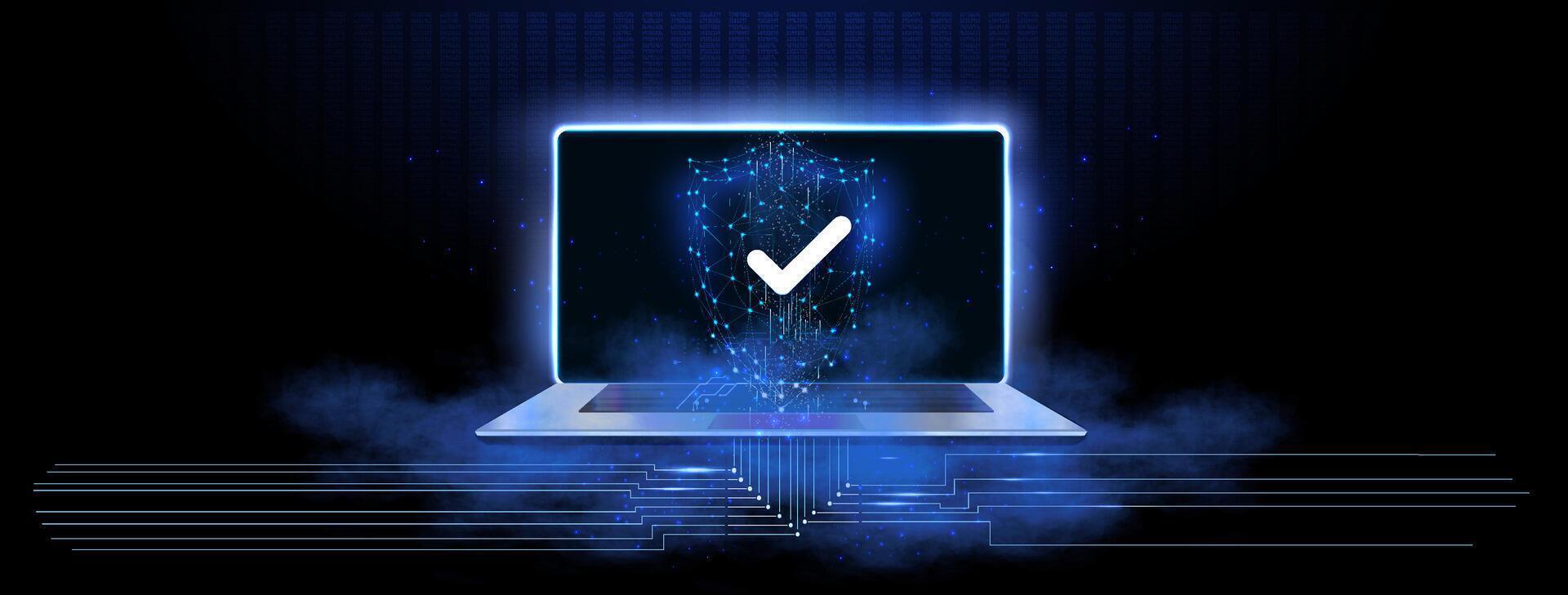 Digital Security Verification Process Represented By Laptop Displaying