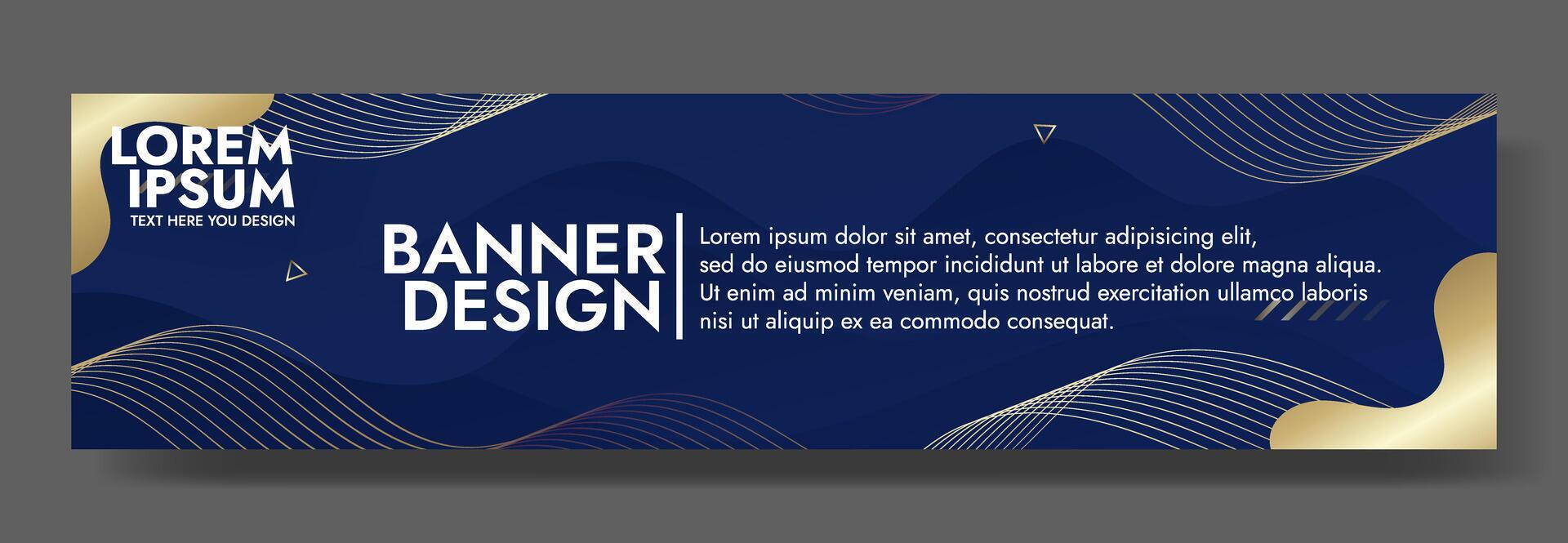 A blue and gold abstract banner with a wave pattern. It is ideal for creating eye catching ...