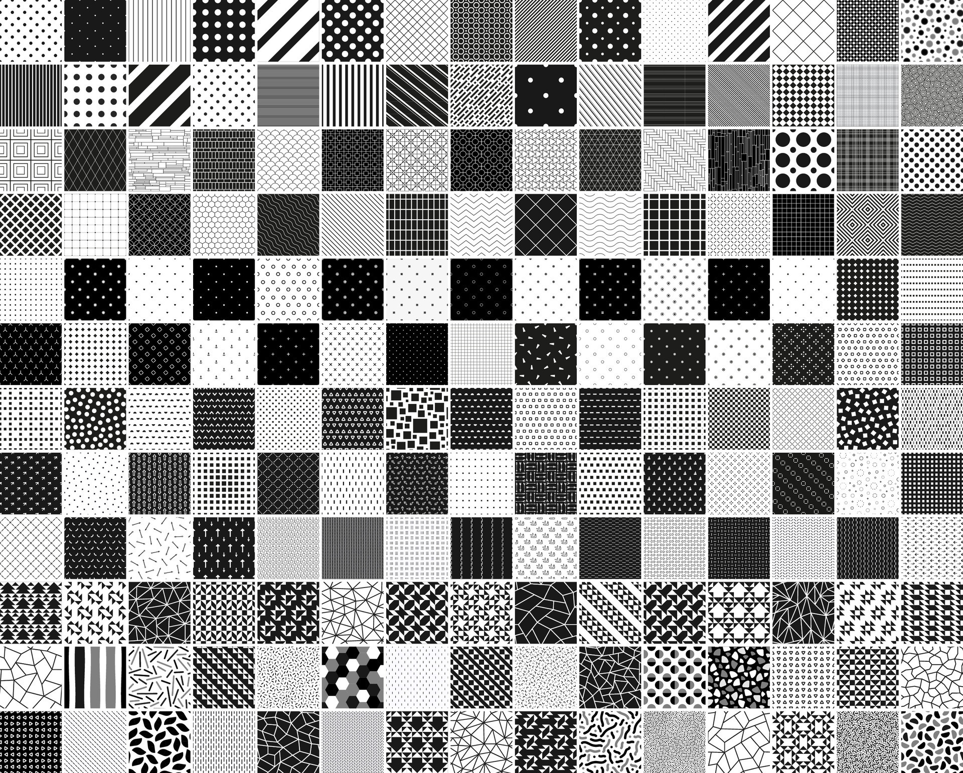 Collection Of Seamless Geometric Patterns In Different Styles Monochrome Repeatable Unusual