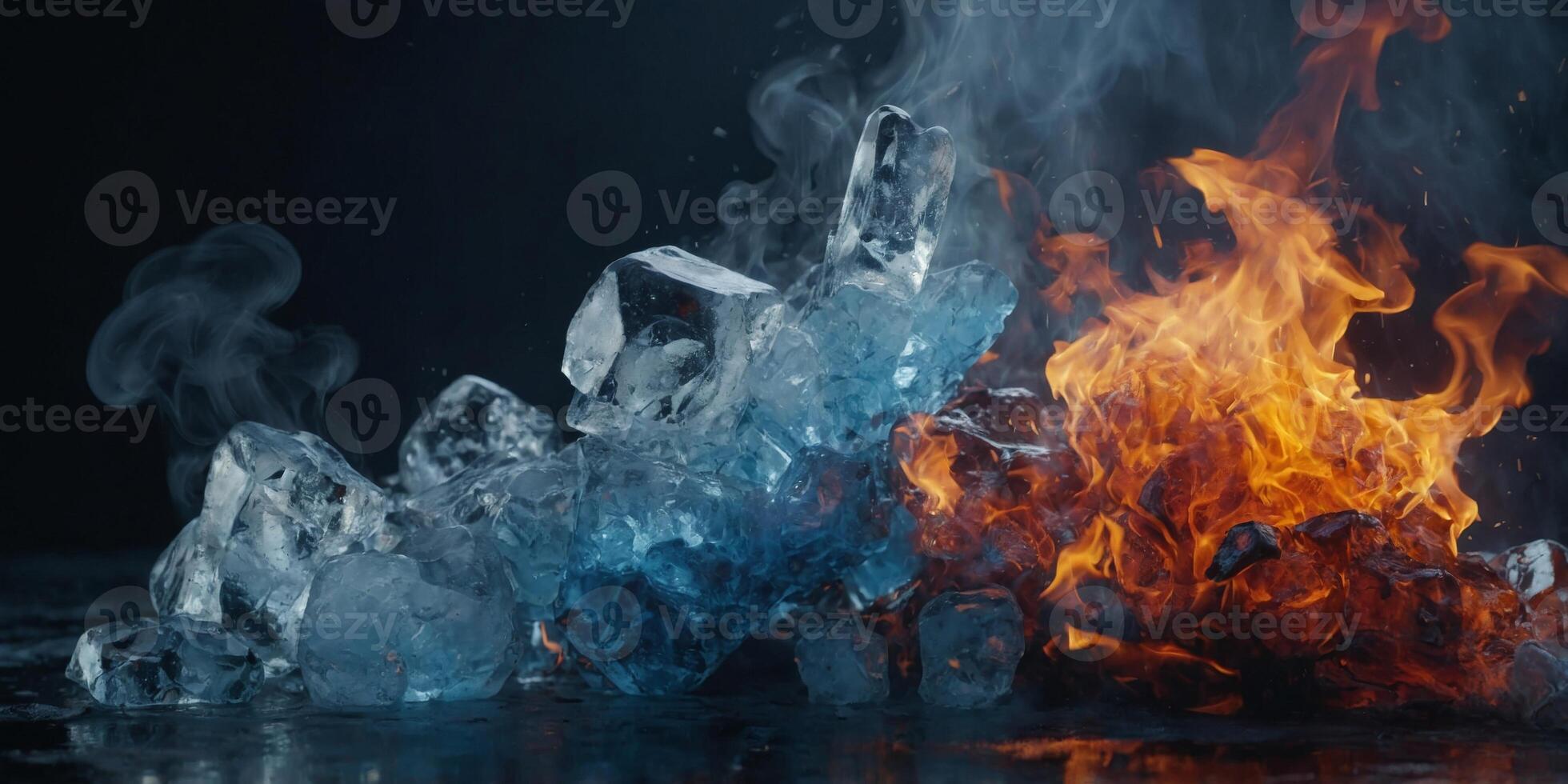 Fire and Ice concept art with ice smoke and fire. 48880419 Stock Photo at Vecteezy