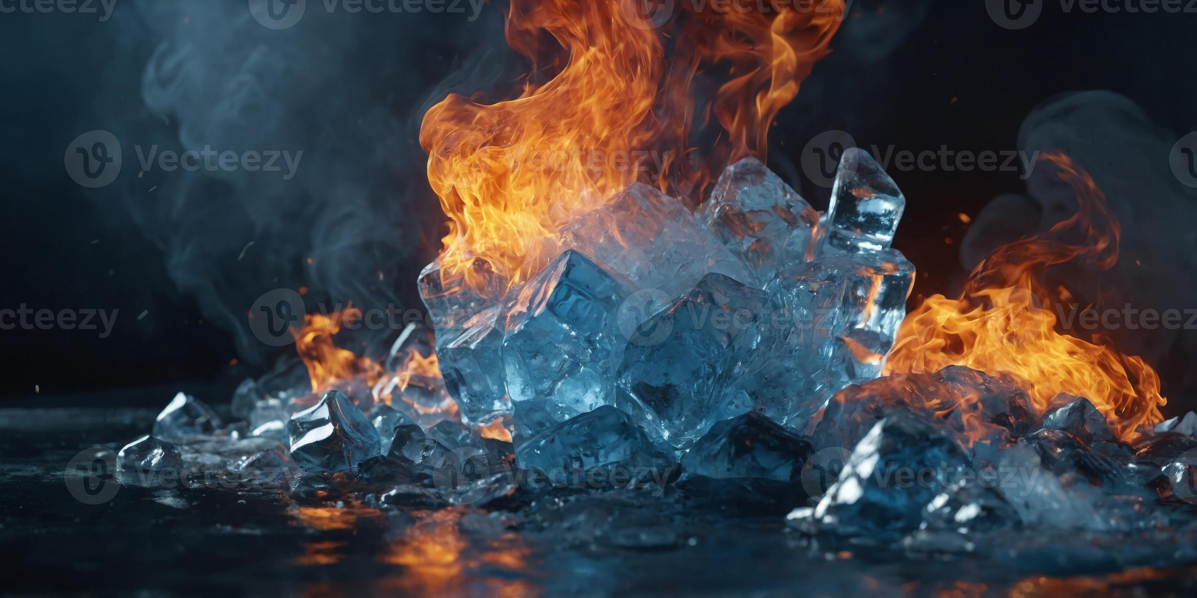 Fire and Ice concept art with ice smoke and fire. 48880456 Stock Photo at Vecteezy