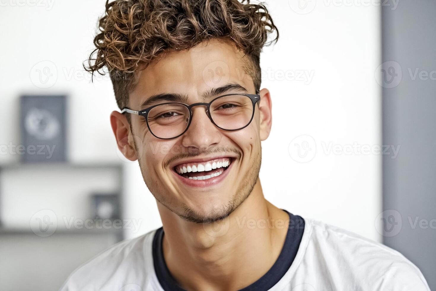 Portrait of a Happy Young Man Wearing Glasses 48890025 Stock Photo at ...