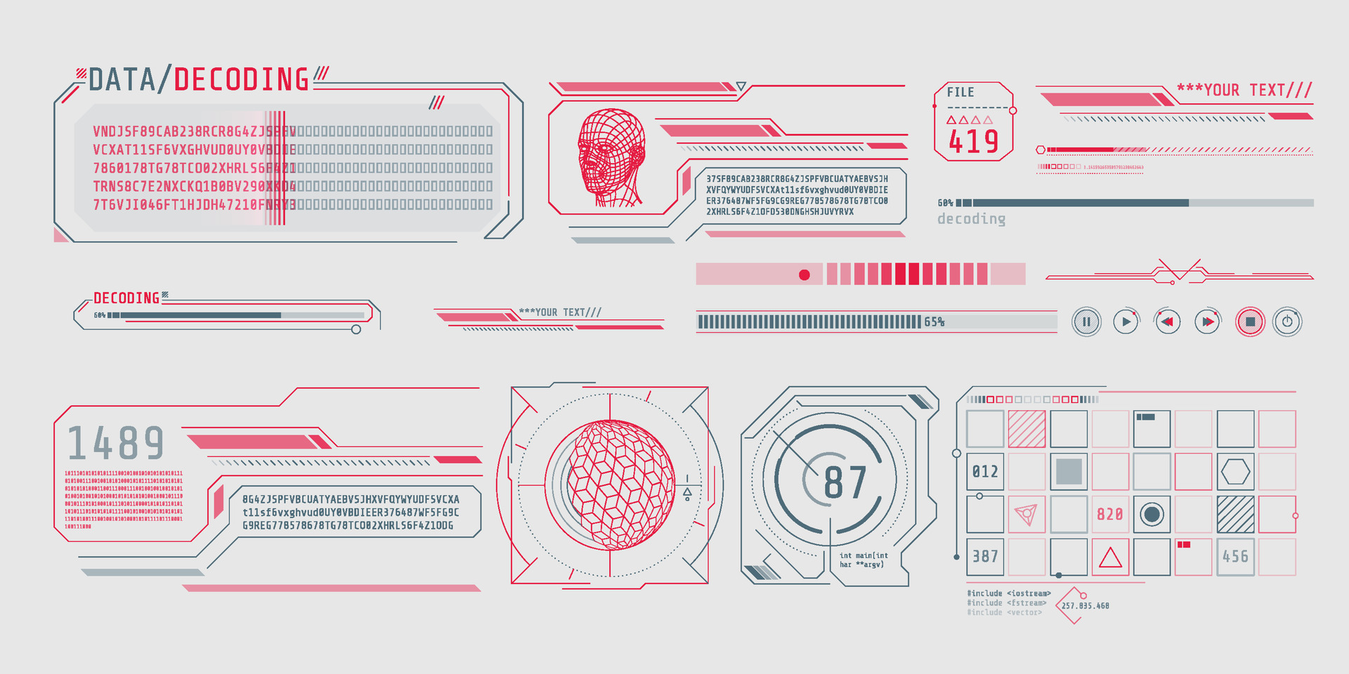HUD interface design for decoding big data. 48897537 Vector Art at Vecteezy