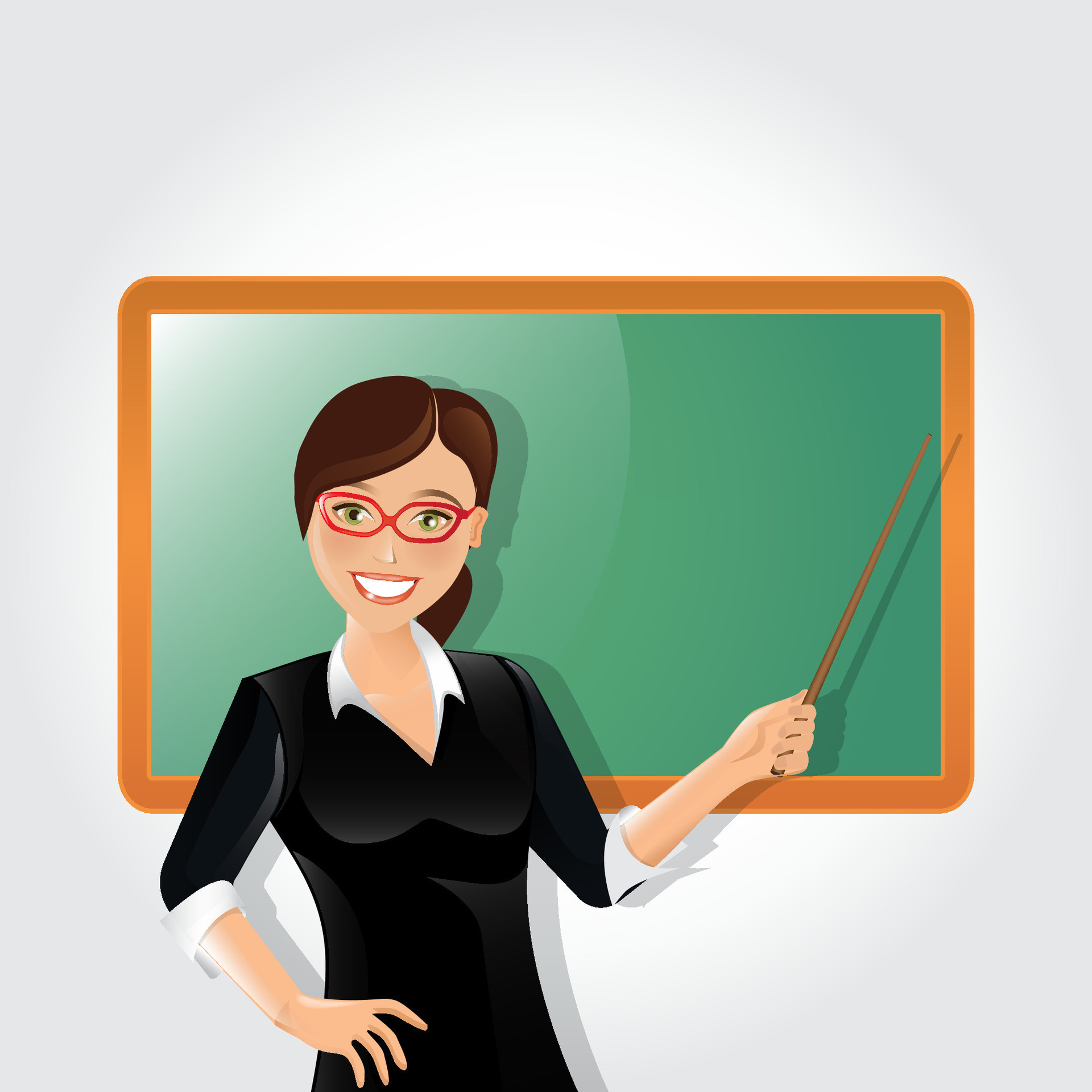 Young female teacher near blackboard teaching student in classroom at ... Young female teacher near blackboard teaching student in classroom at ...