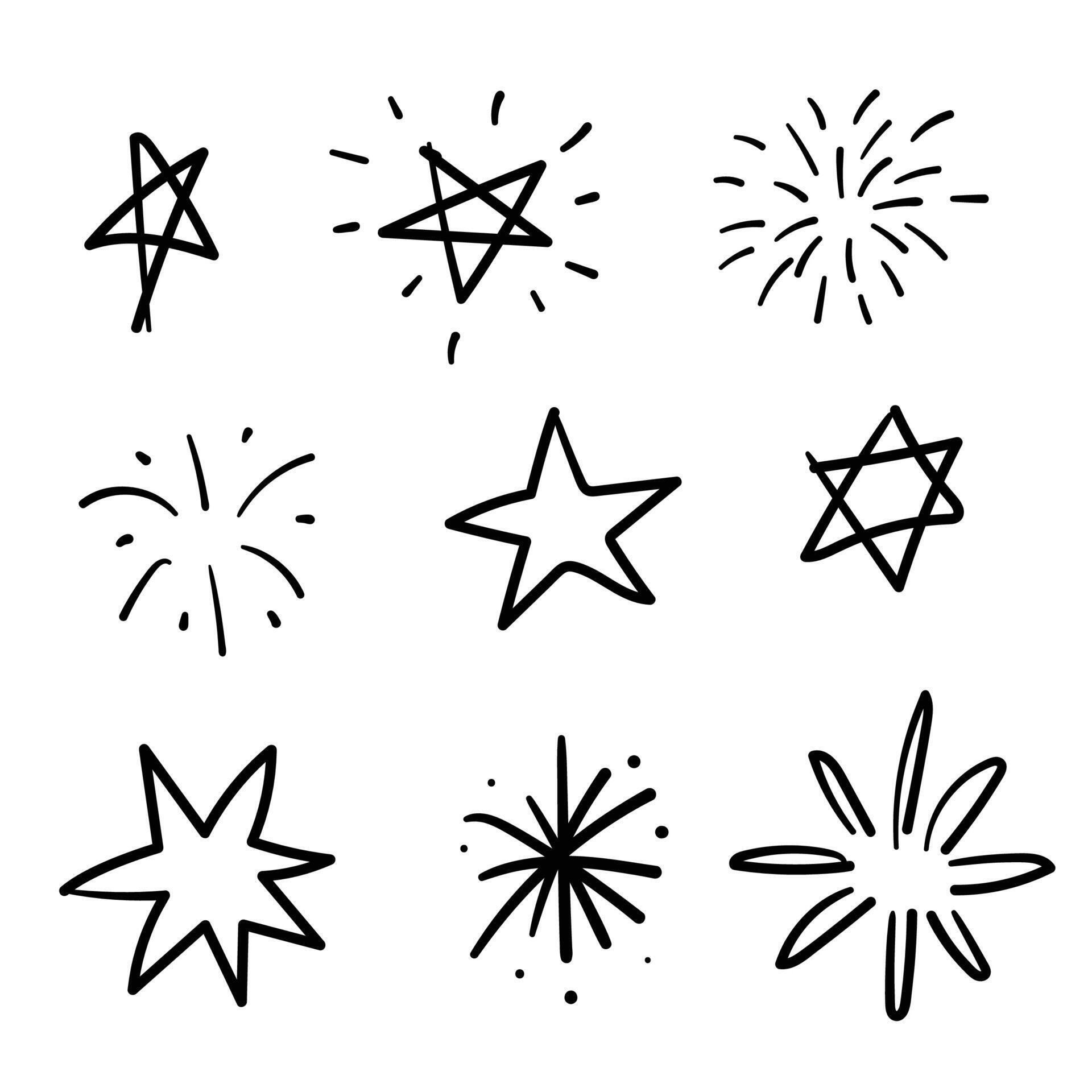 Various star and sparkle doodle hand drawn for element and illustration 48915233 Vector Art at ...