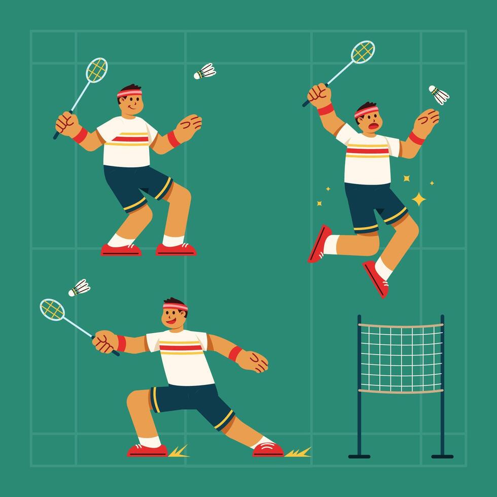 Energic Badminton Player Character 48915287 Vector Art At Vecteezy
