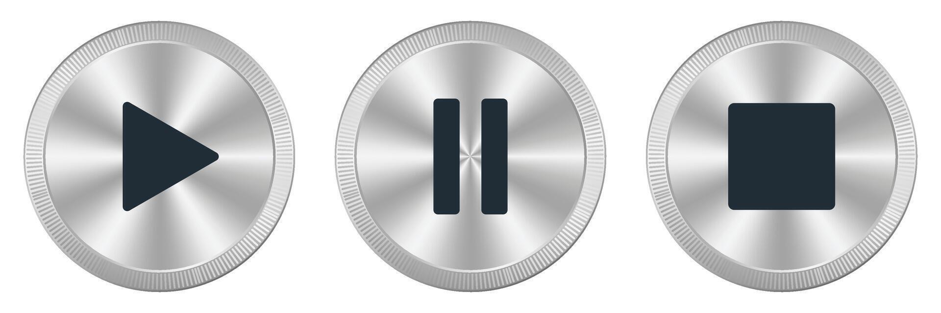 Play, pause, and stop buttons. Set of media player icons. illustration 48926064 Vector Art at ...