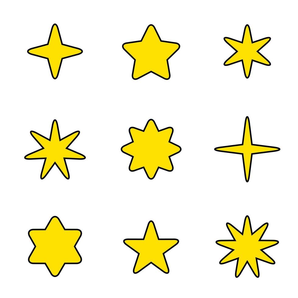Yellow star icon set collection. Favorite stars sign symbol 48926510 Vector Art at Vecteezy