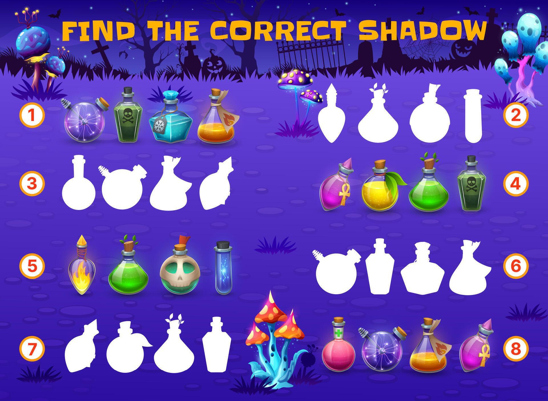 Find the correct shadow of Halloween magic potion 48927789 Vector Art ...