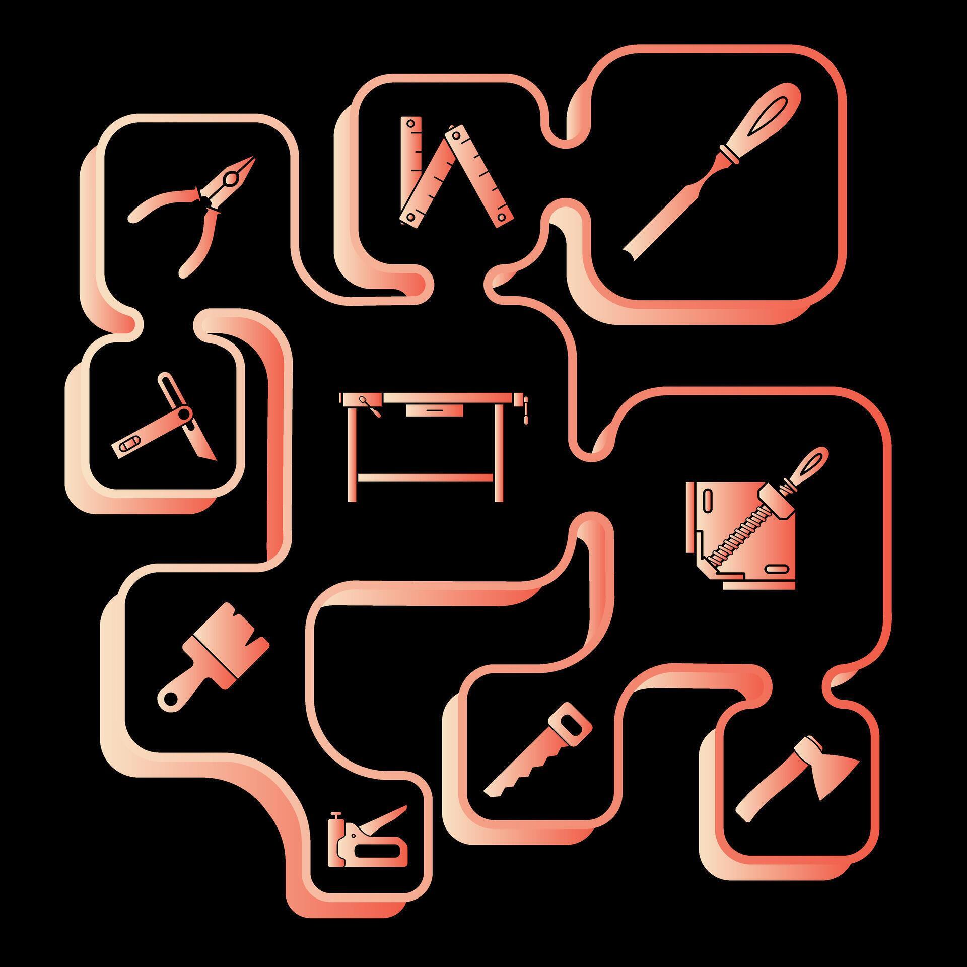 Tools icons. Chromatic full hand tool icons. A symbol of work. Color ...