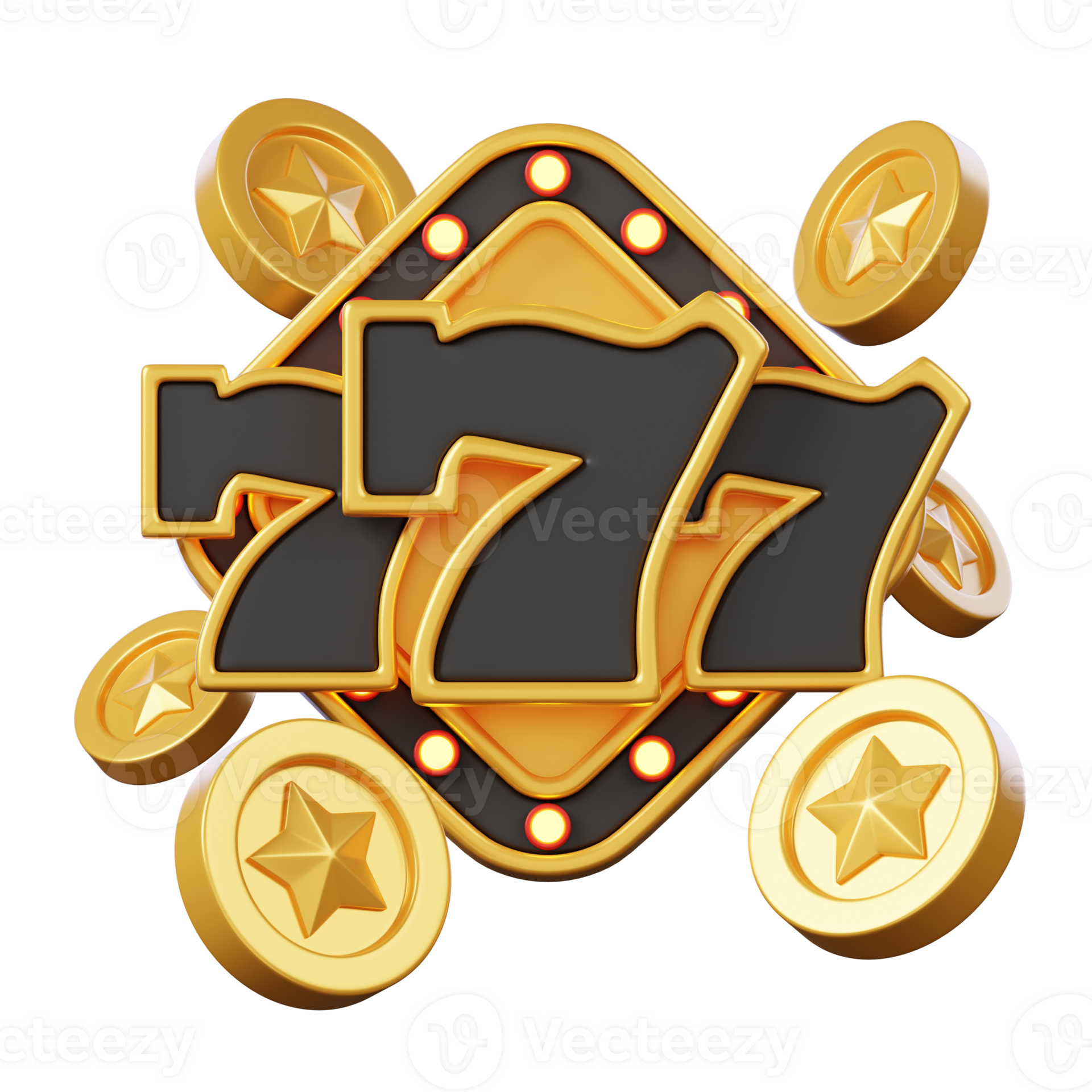 King slots 777 with gold coins isolated. Casino and gambling icon. 3D illustration 48930936 PNG