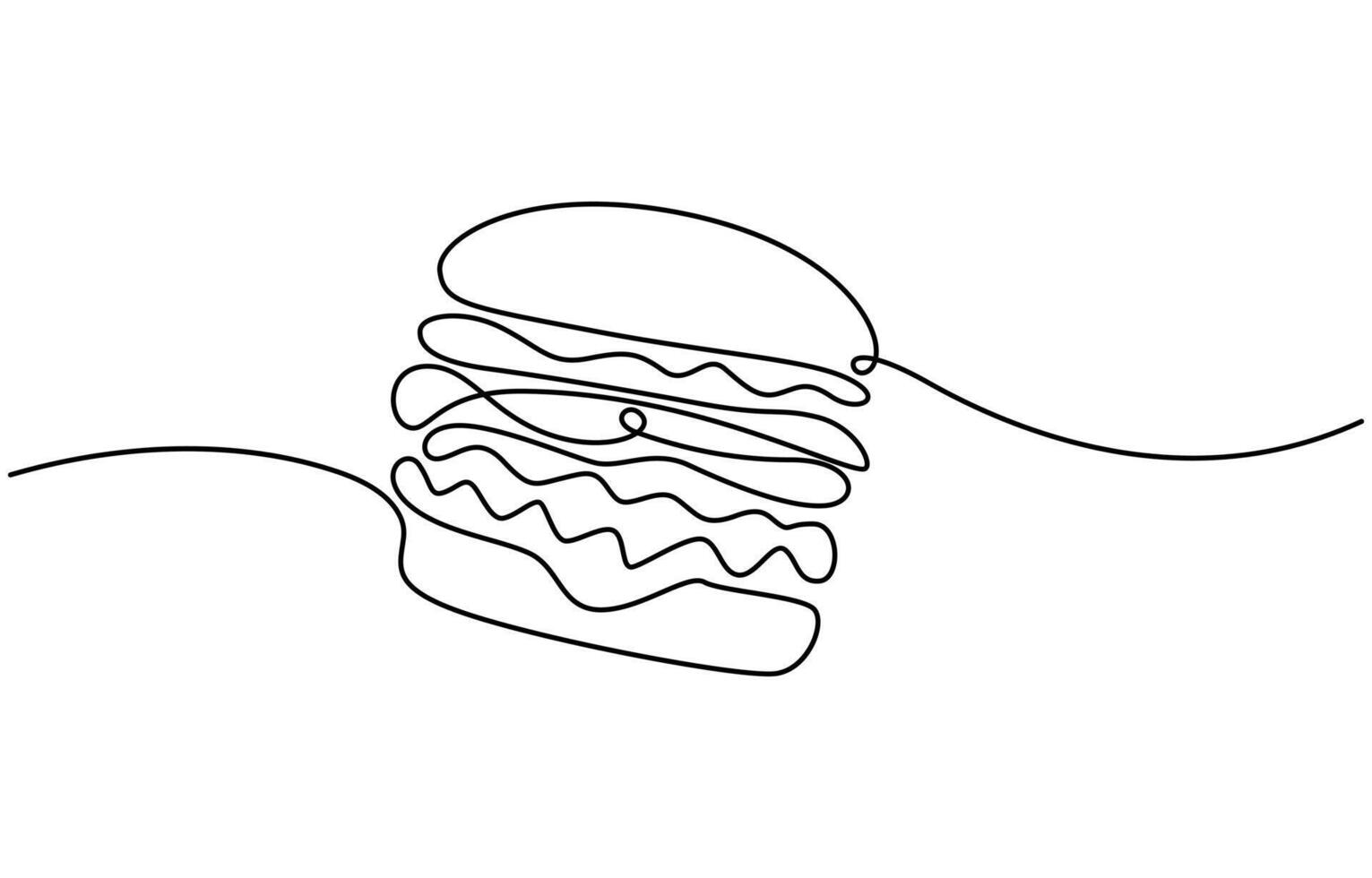 Continuous one line drawing of burger, Single line drawing of hamburger ... Continuous one line drawing of burger, Single line drawing of hamburger ...