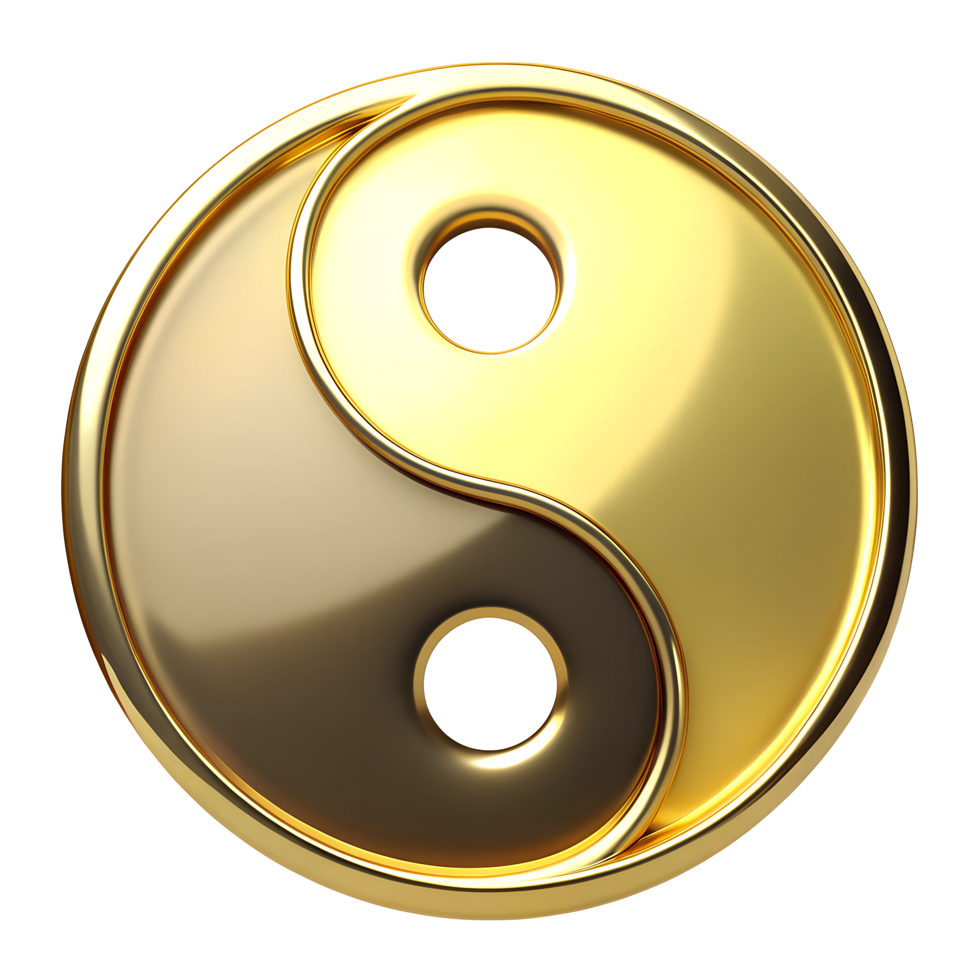 yin yang symbol of Taoism made of gold isolated on transparent background. High quality ...