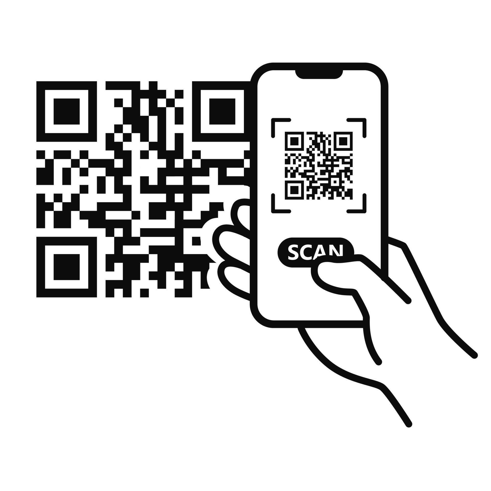 Hand holding phone scanning qr code. Digital scanning qr code, QR code ...