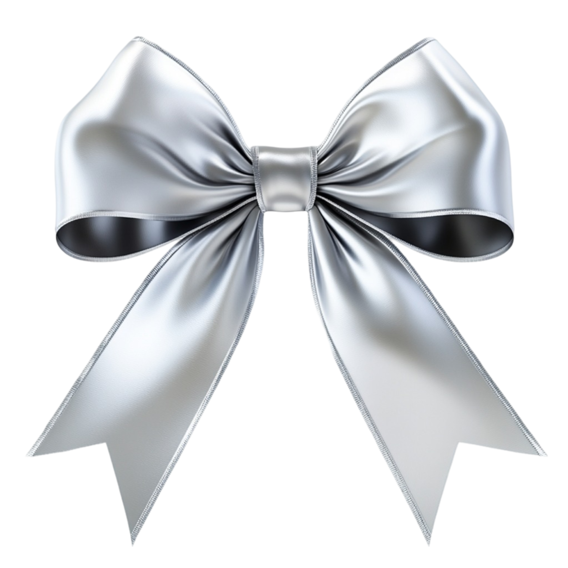 Shiny Silver Bow with Looped Top on Transparent Background 48936248 PNG