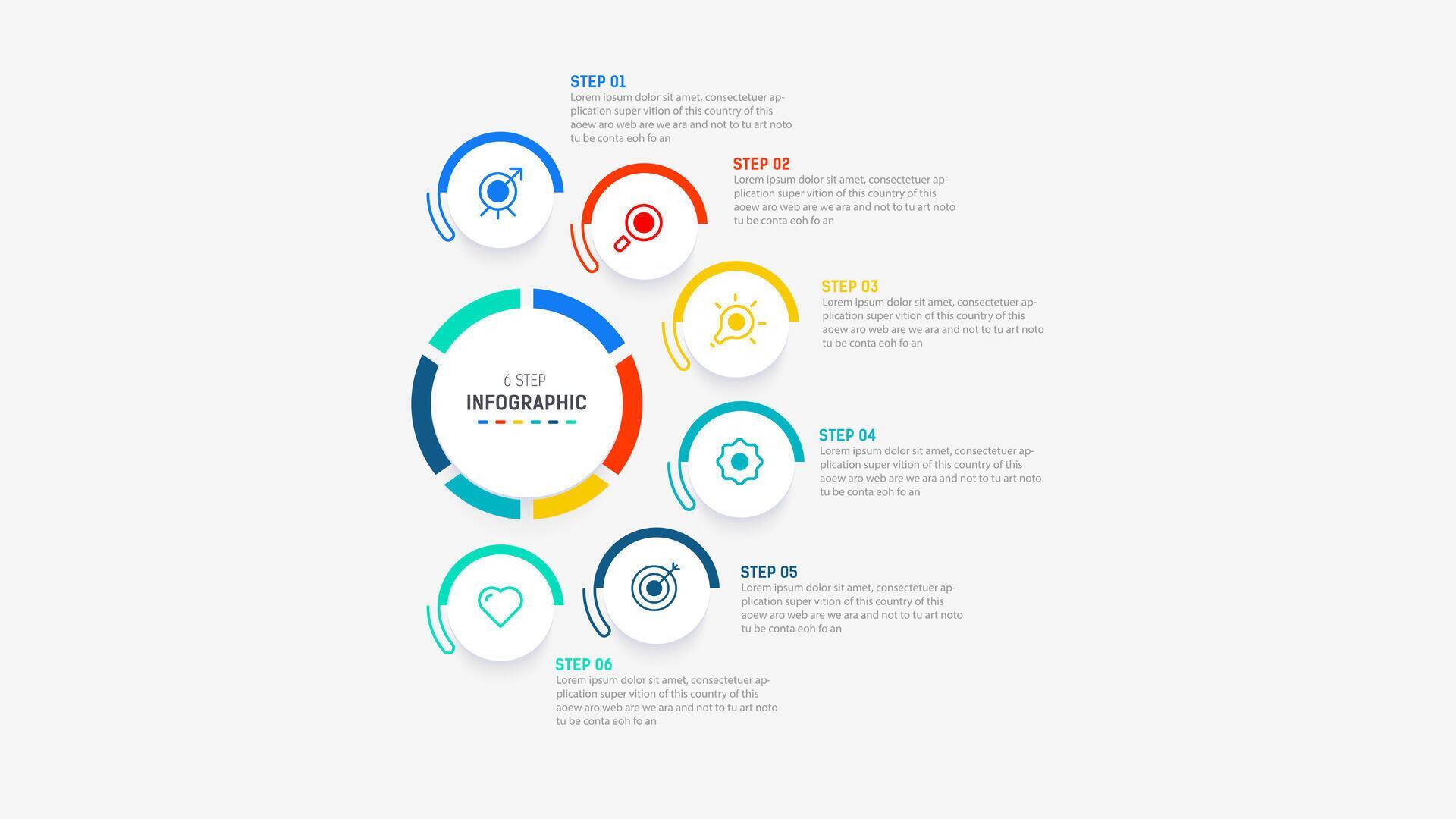 Business infographics design for Six Step, option, parts or process ...