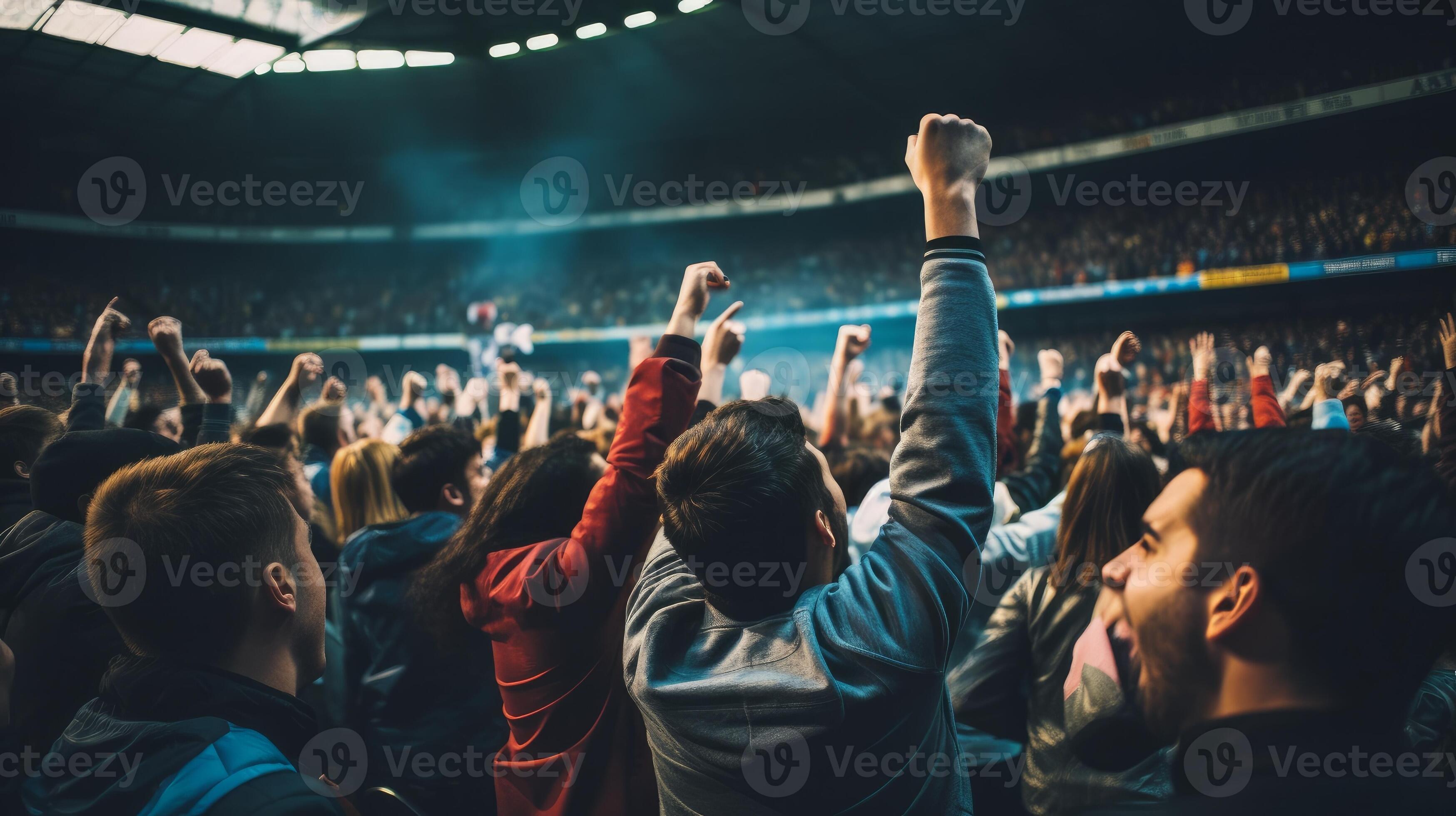 Cinematic shot of a cheering crowd on the sport event 48938314 Stock Photo at Vecteezy