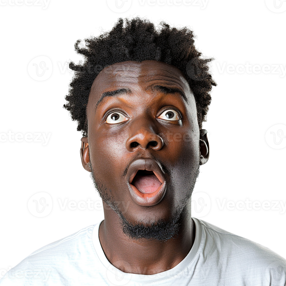 A man with a beard and dreadlocks is looking up with wide eyes 48947755 PNG