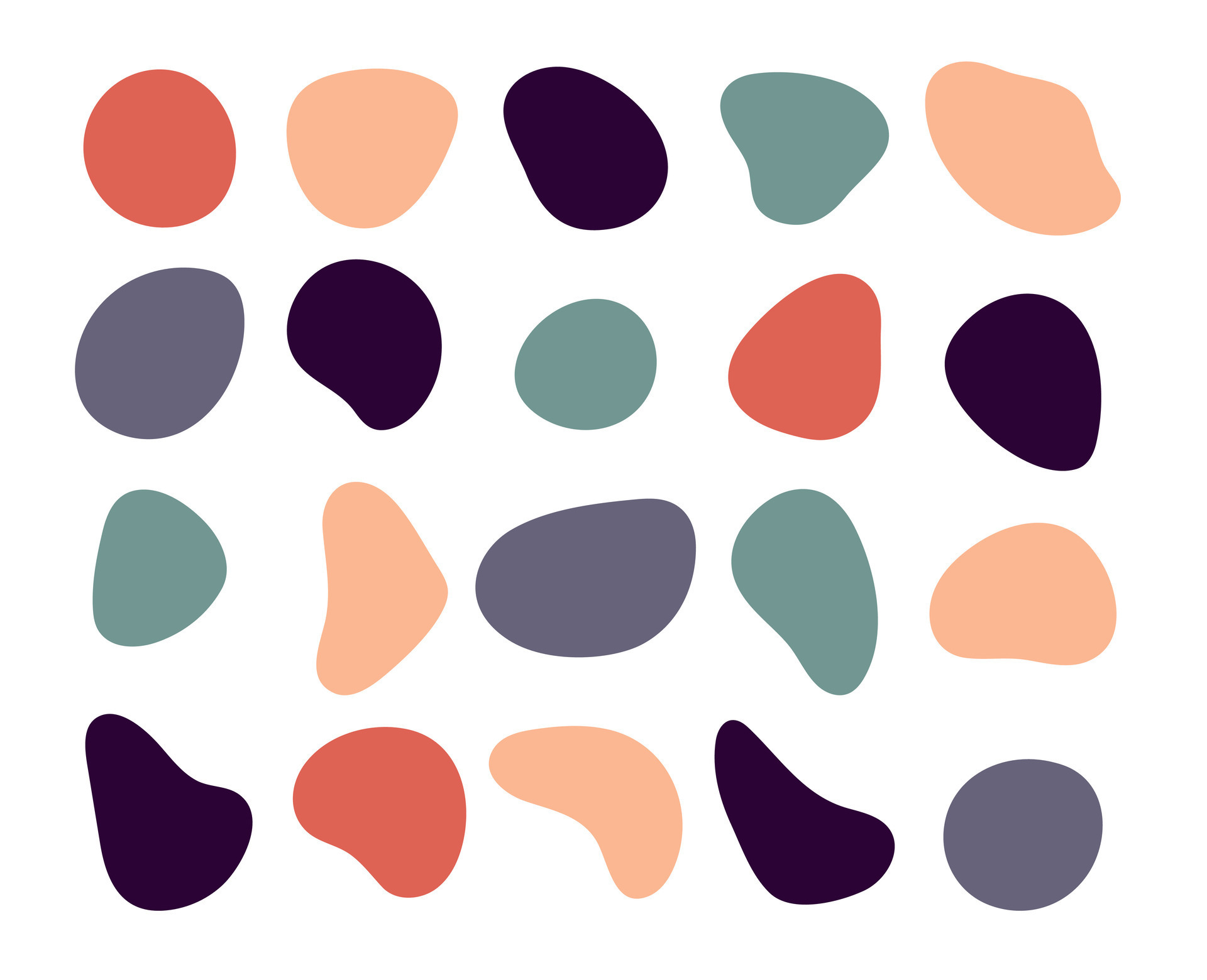 Liquid round deformed elements. Organic blob shapes. Abstract irregular forms. Set of isolated ...