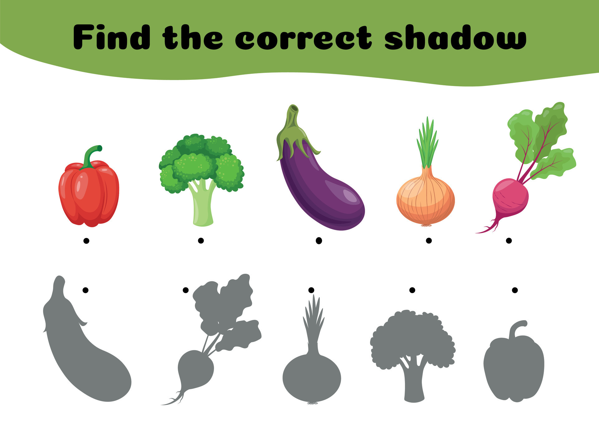 Find the right shade of vegetables and connect them. A simple logic ...